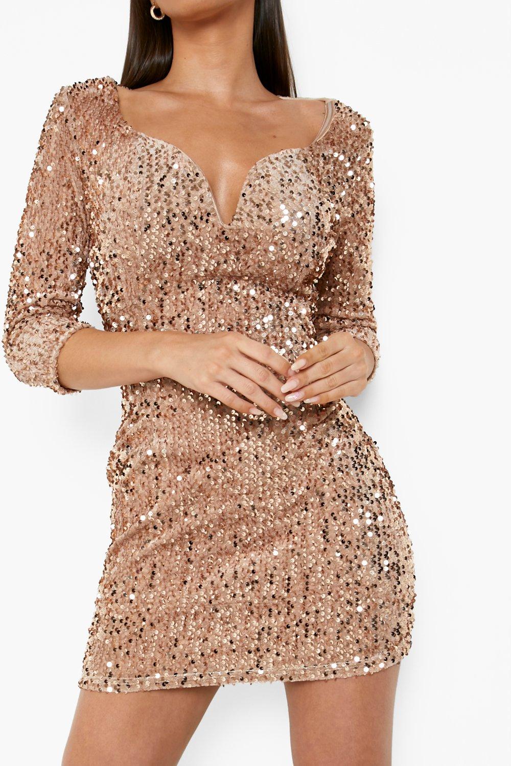 Boohoo Womens Rosie Sequin Bodycon Dress Ebay