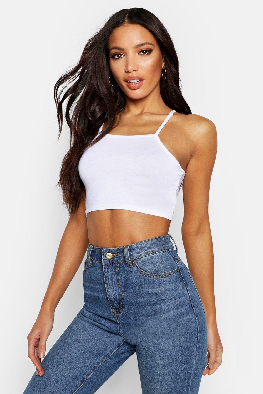 Cally Spaghetti Strap Super Crop Top At