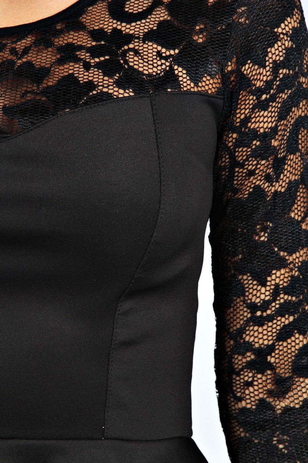 Boohoo Womens Ladies Alannah Lace Long Sleeve Peplum Top Ebay