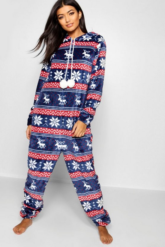 Hooded Pom Pom Onesie | Boohoo Hooded Pom Pom Onesie | Boohoo