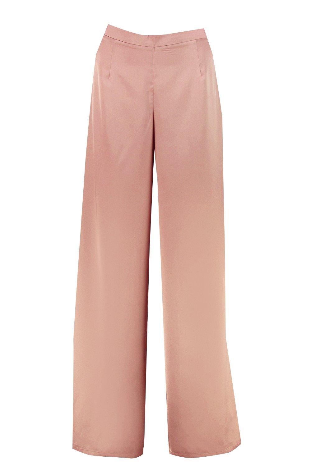 Boohoo Womens Sofie Satin Wide Leg Trousers Ebay