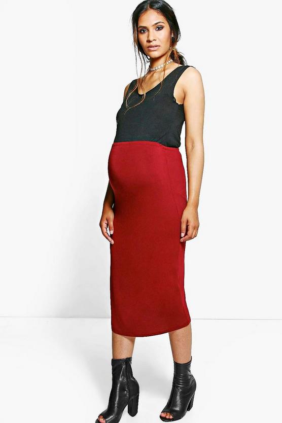 Maternity Casey Over The Bump Pencil Skirt Boohoo