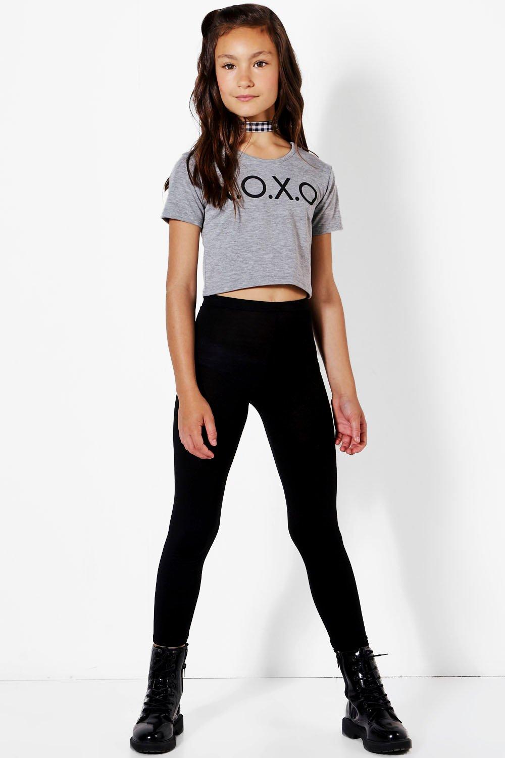Girls Xoxo Crop Top And Legging Set Boohoo