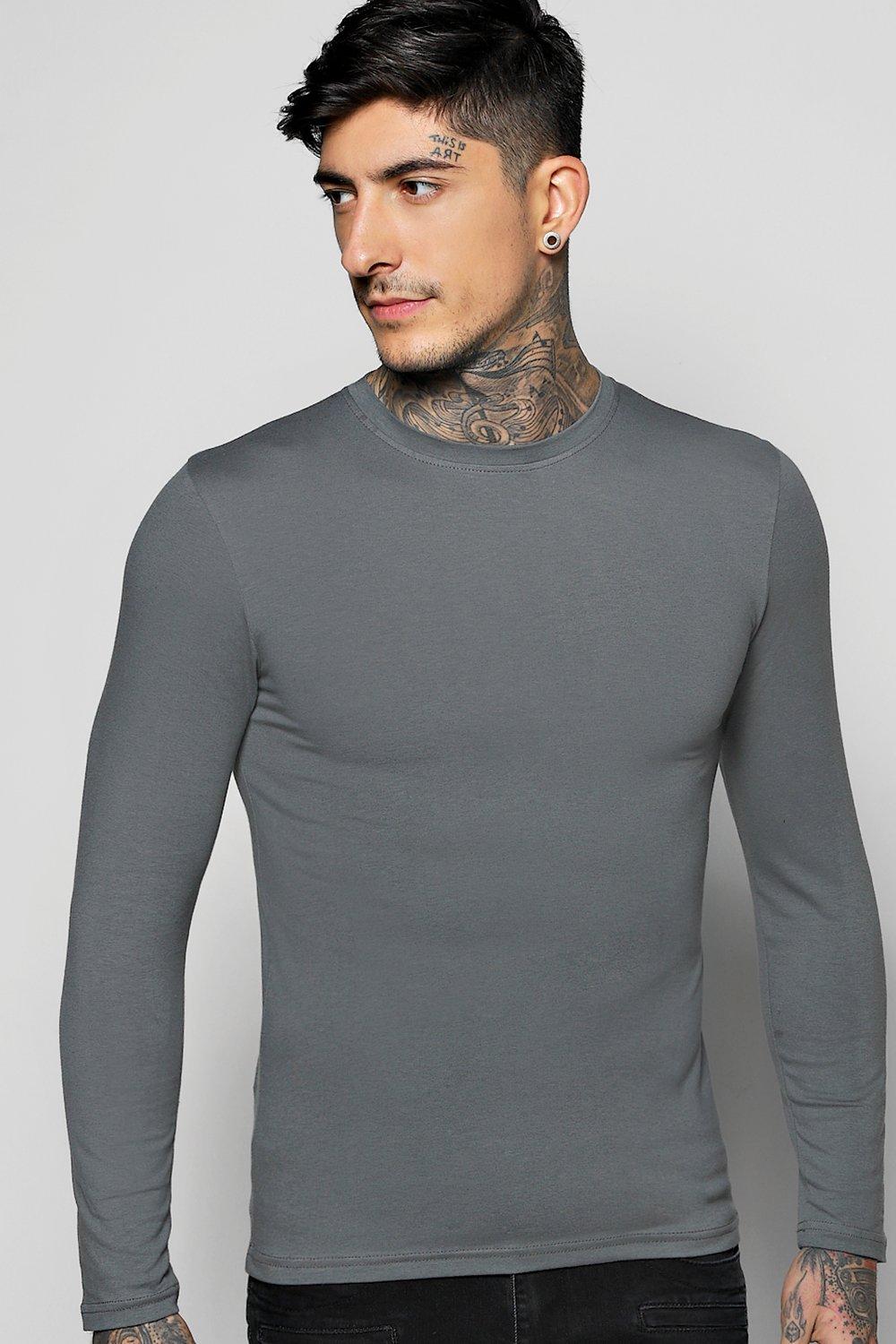 Long Sleeve Muscle Fit T Shirt Boohoo