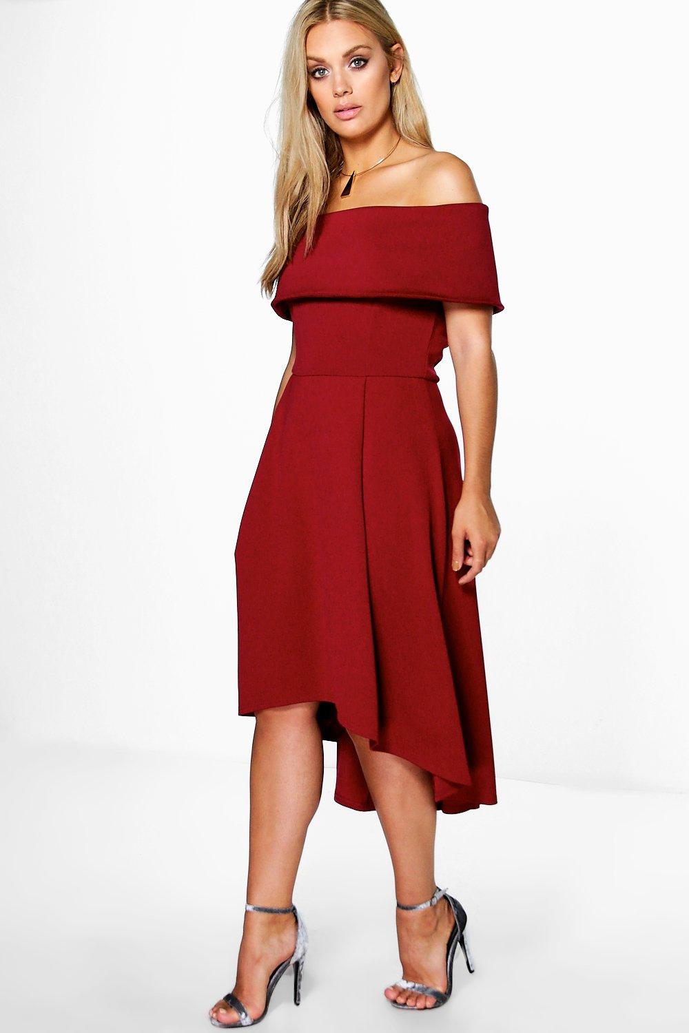 Boohoo Womens Plus Elizabeth Double Layer Midi Dress