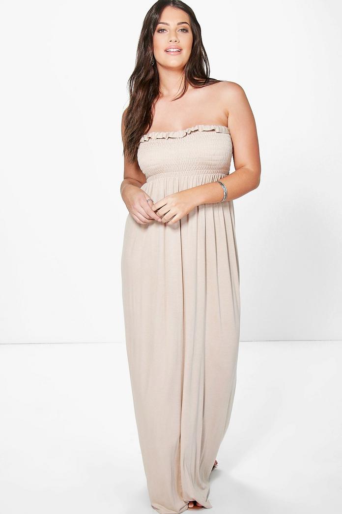 Plus Alexis Shirred Maxi Dress Boohoo
