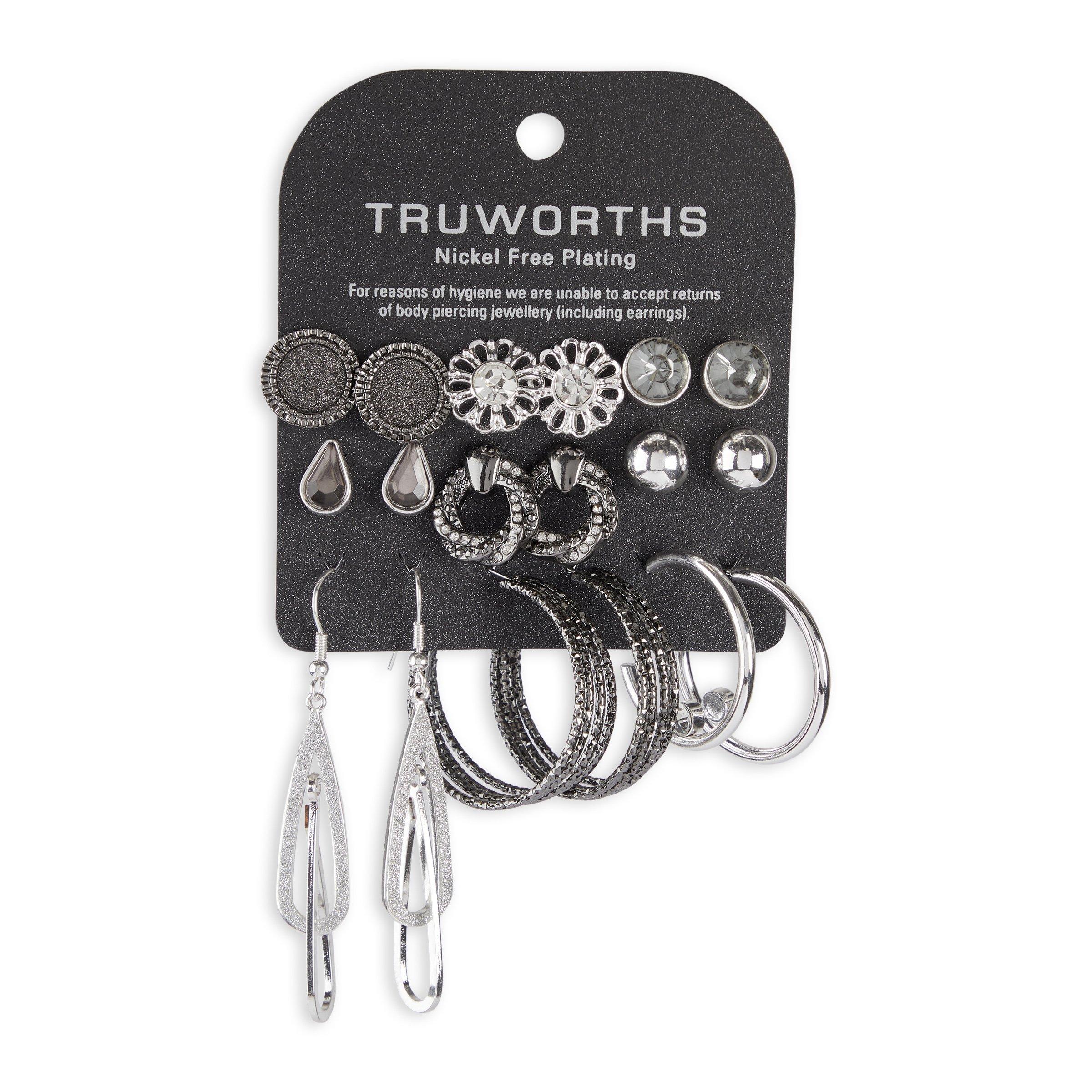9-pack Silver Earrings (3106358) | Truworths