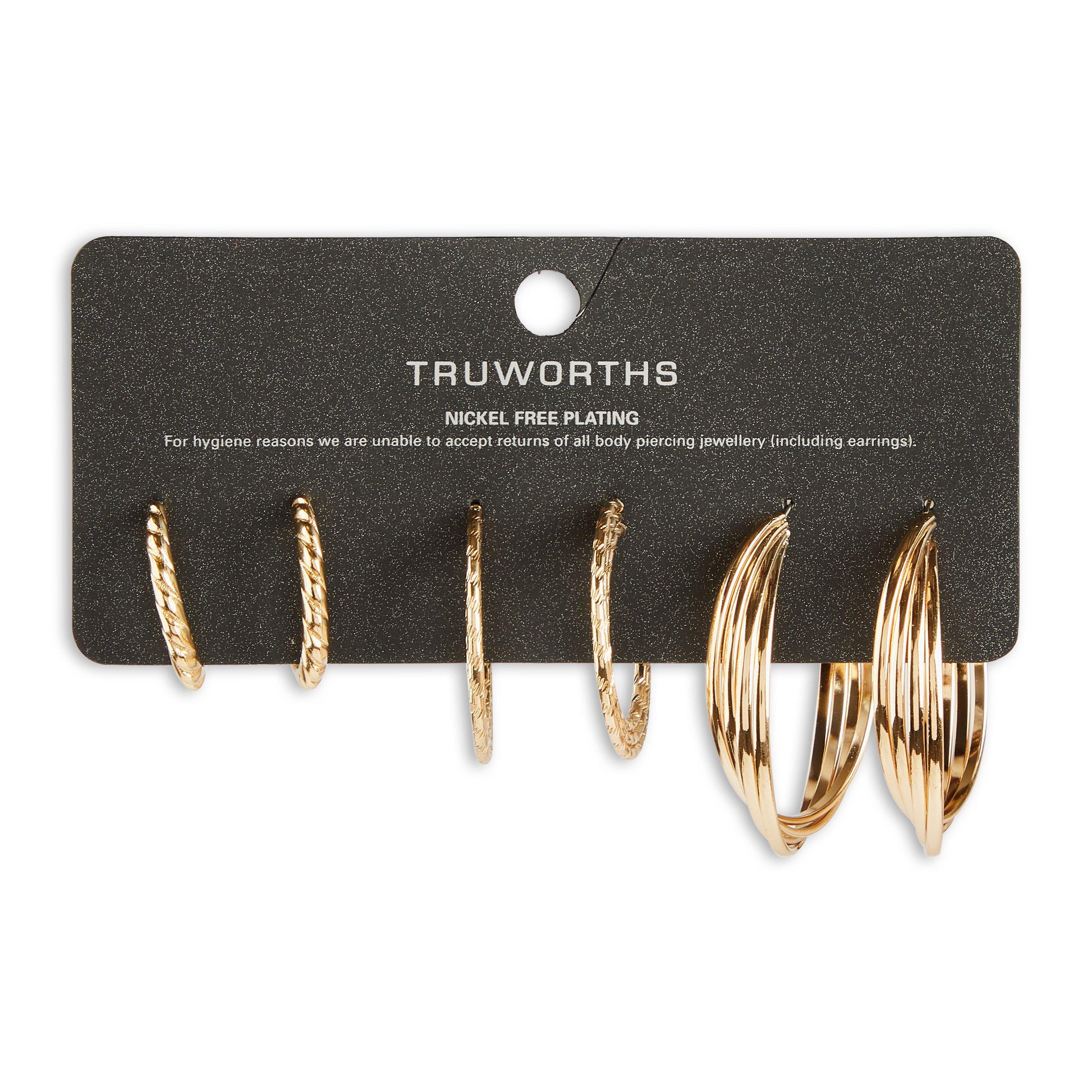3-pack Gold Hoop Earrings (3149891) | Truworths