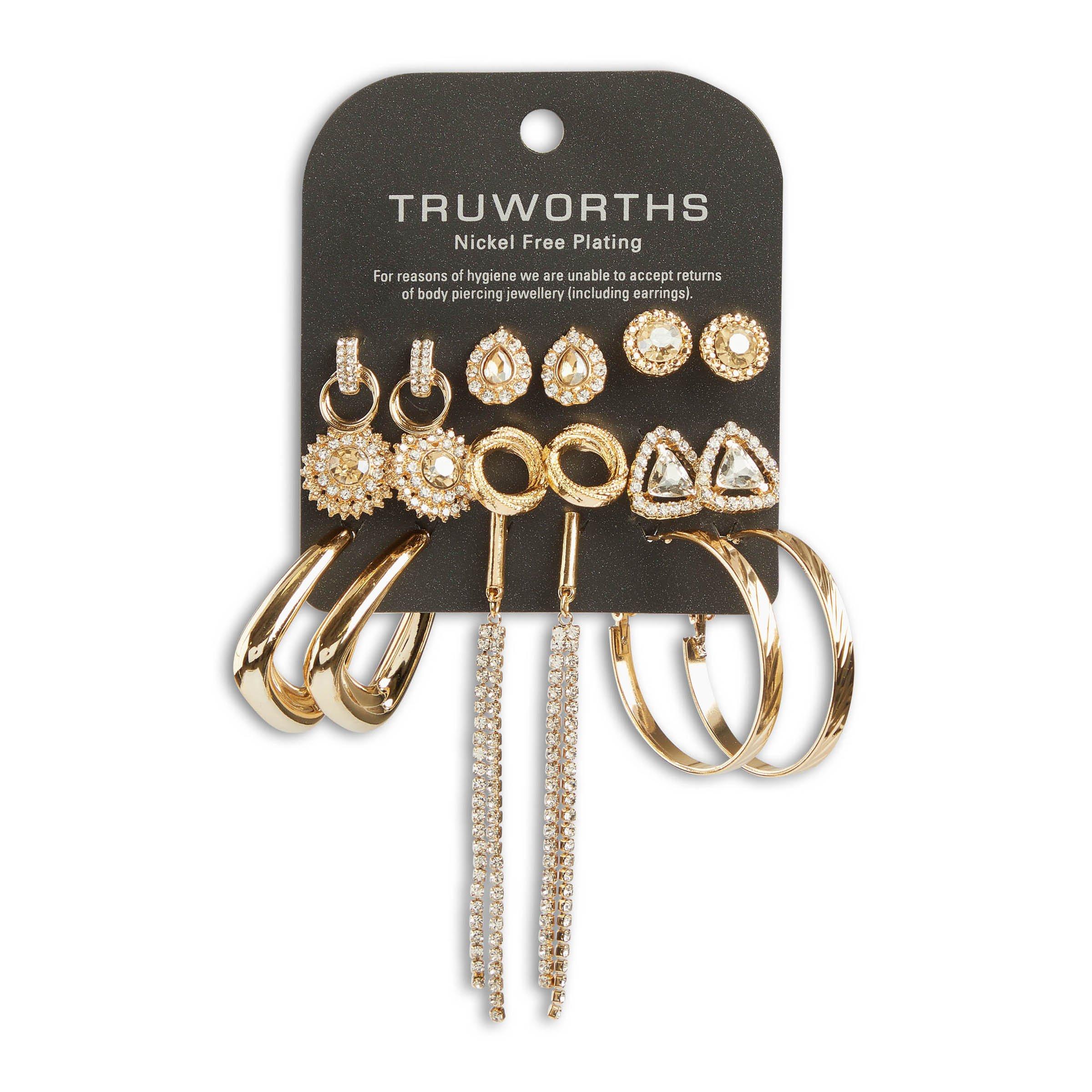 9-pack Gold Earrings (3201843) | Truworths