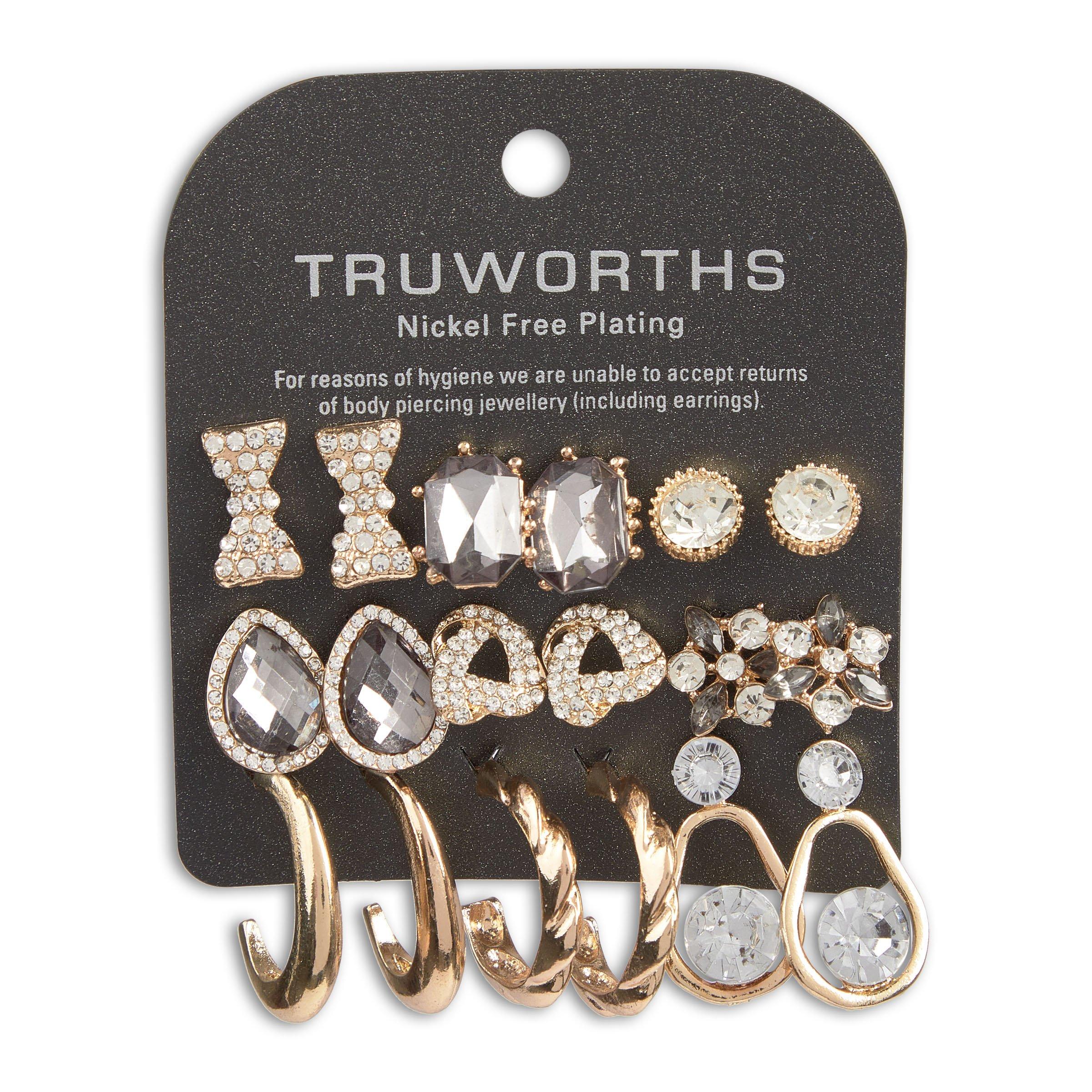 9-pack Gold Earrings (3213770) | Truworths