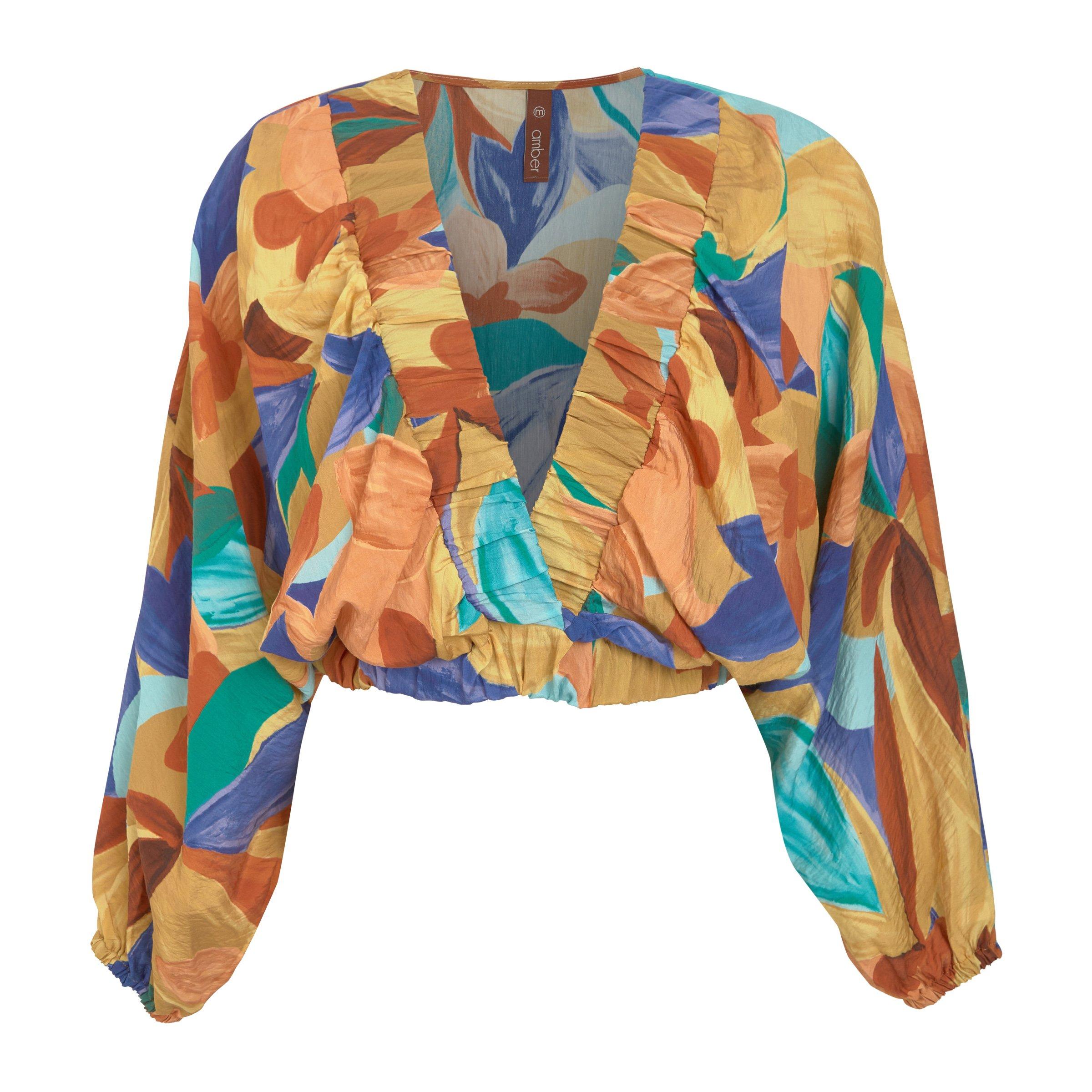 Rust Floral Elastic Top (3220772) | Amber