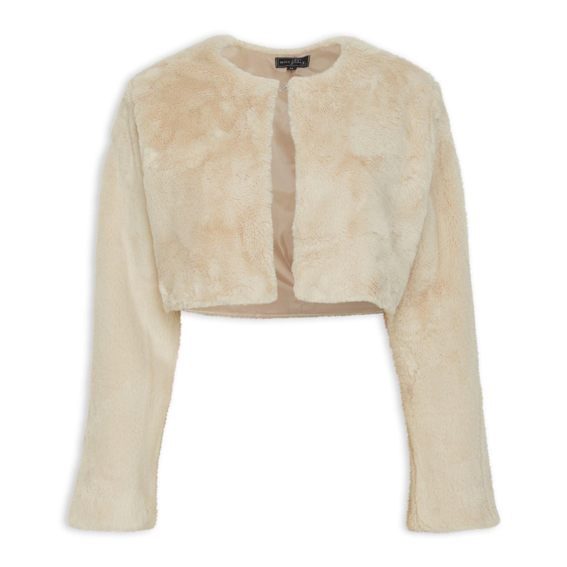 Cream Faux Fur Cropped Jacket (3224588) | Miss Friday