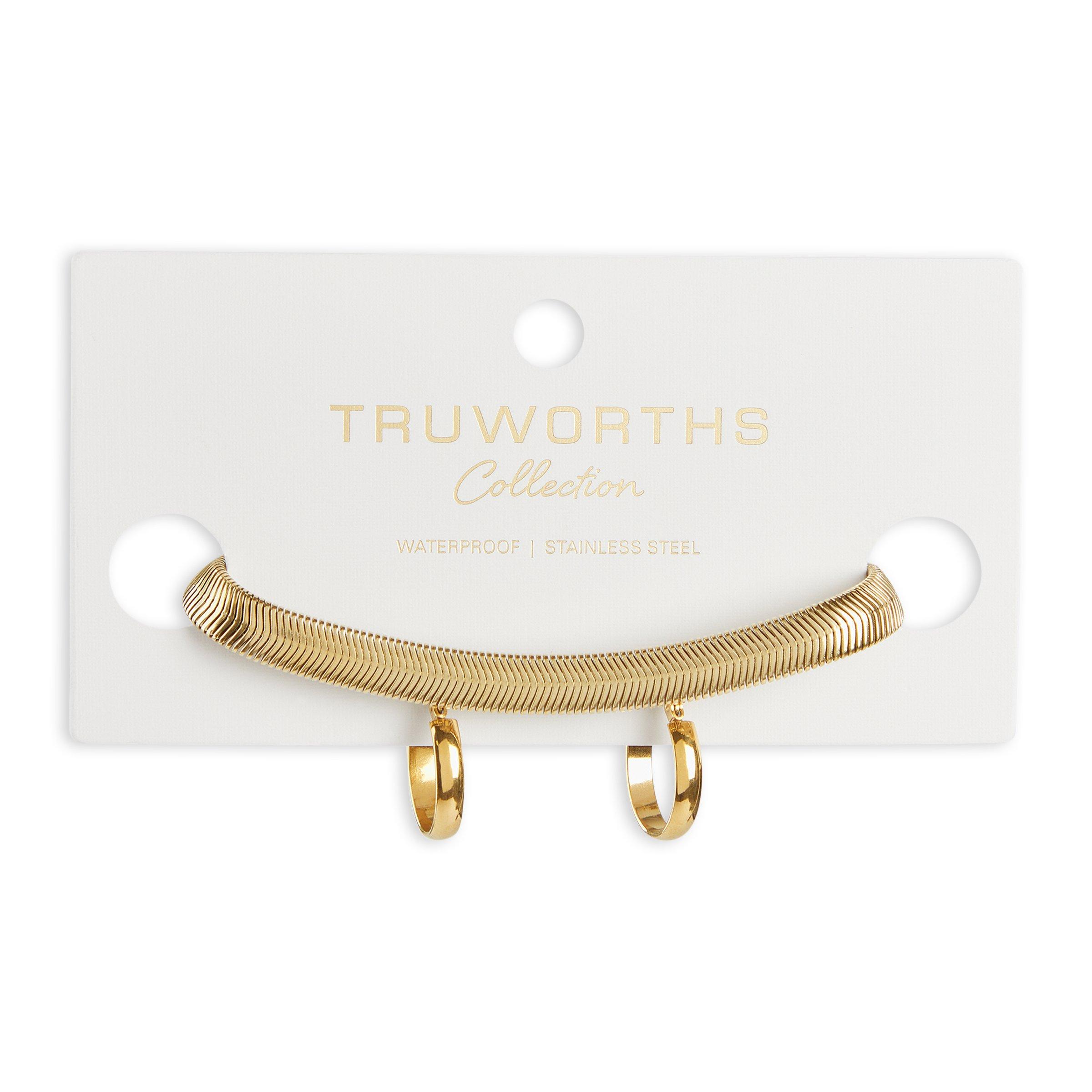 Gold Stainless Steel Herringbone Set (3231393) | Truworths Collection