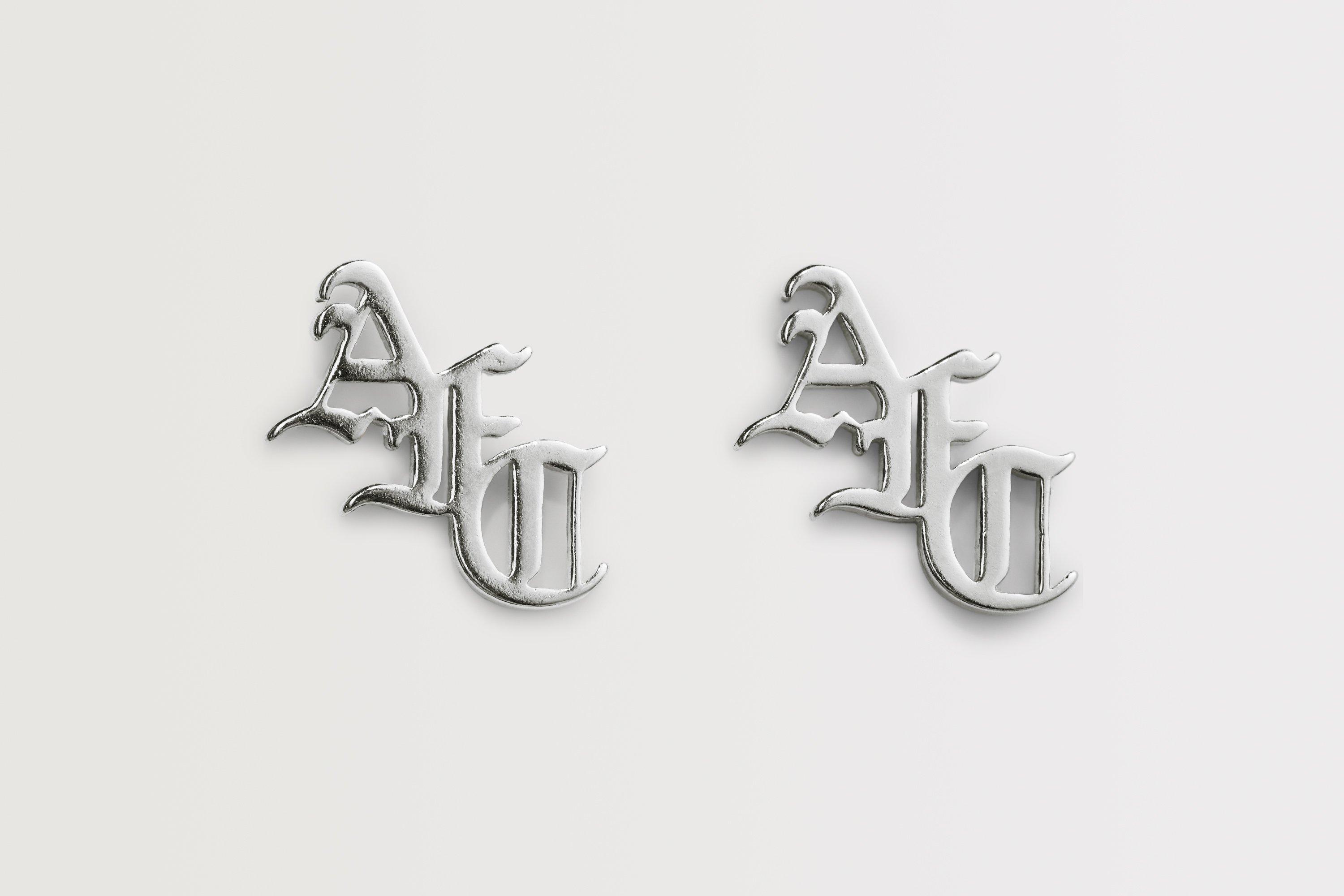 Arsenal Silver Gothic AFC Monogram Earrings | Classics | Clothing ...