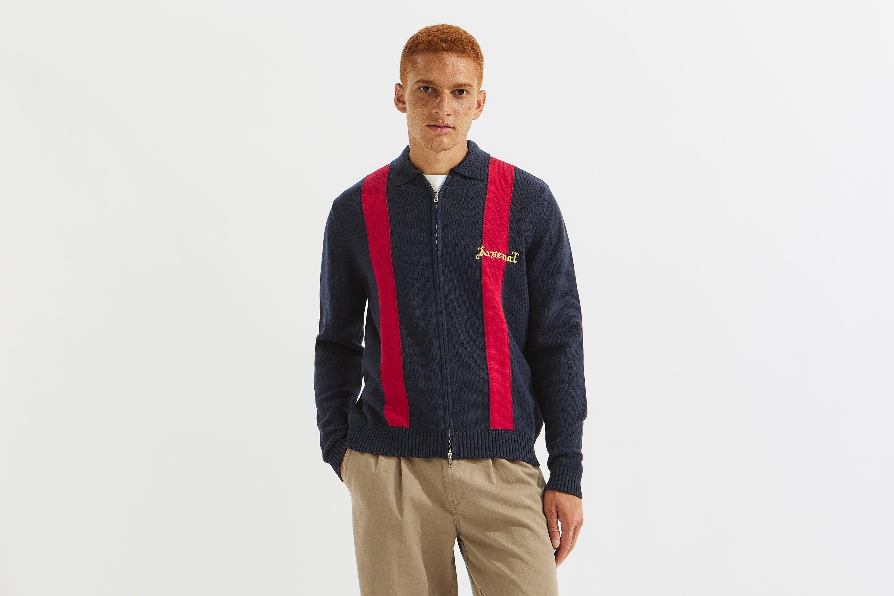 Arsenal Classics Navy Knitted Zip Polo | Official Online Store