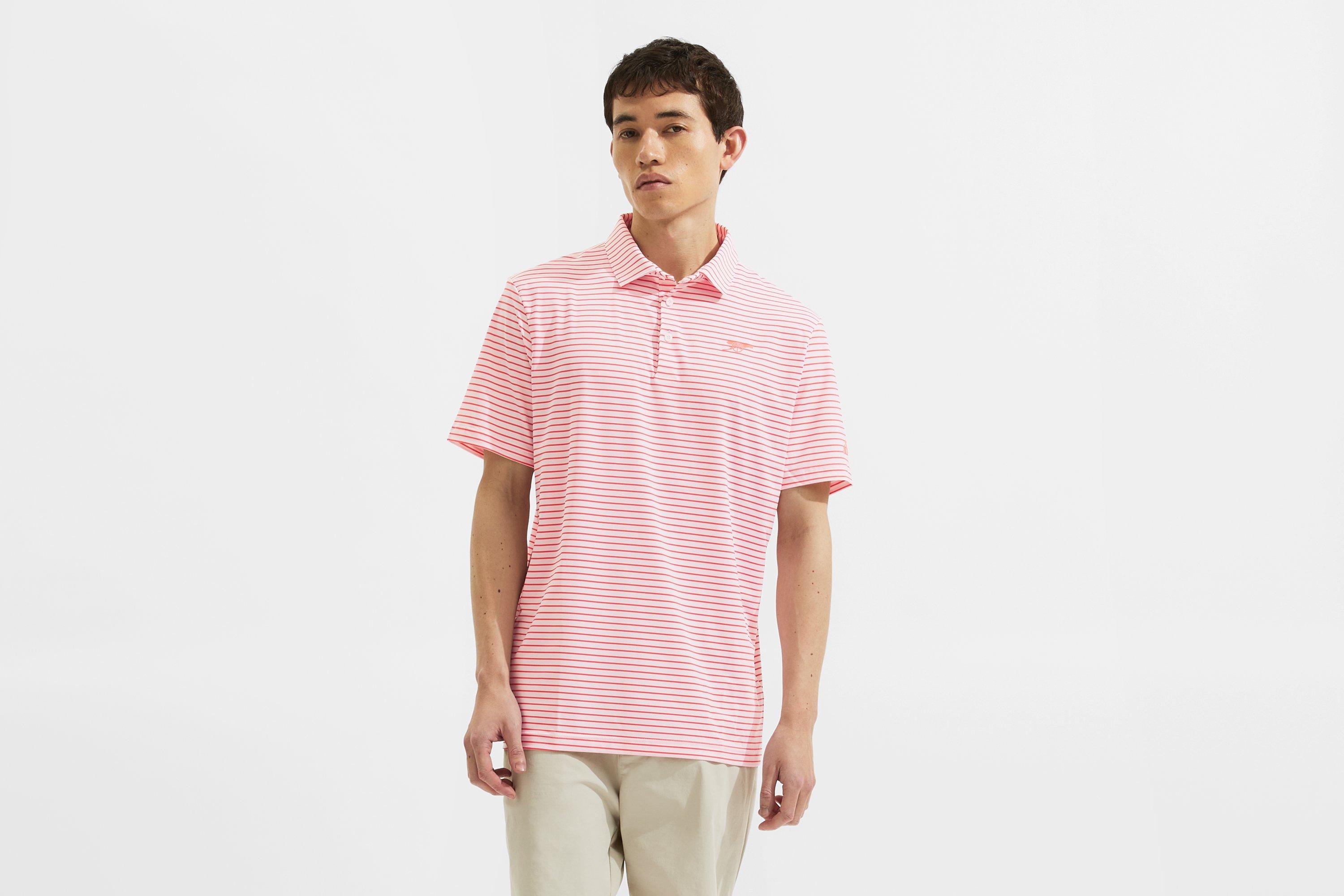Arsenal adidas Golf White and Red Striped Polo Shirt | Official Online ...