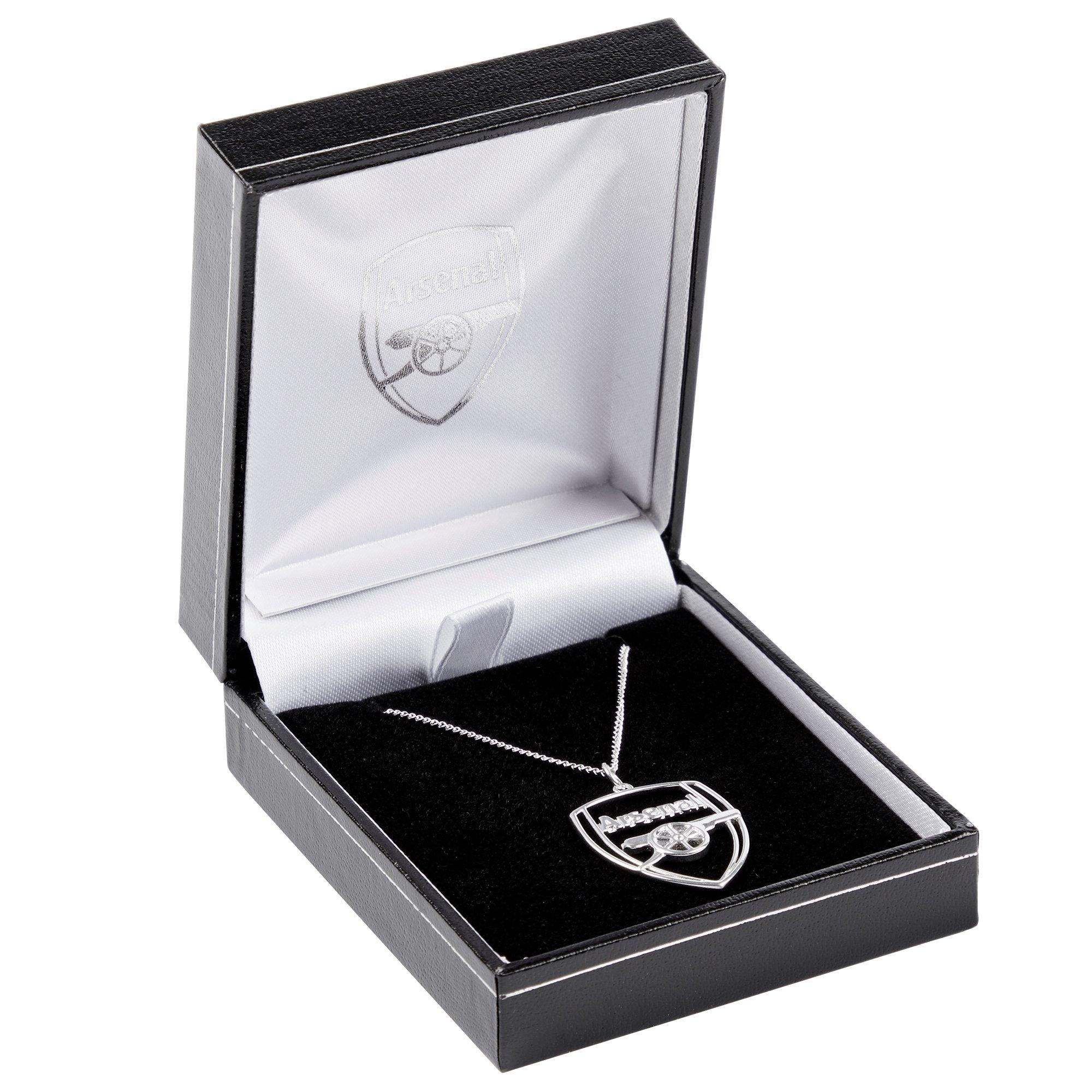 Arsenal Sterling Silver Cut Out Crest Pendant and Chain | Official ...