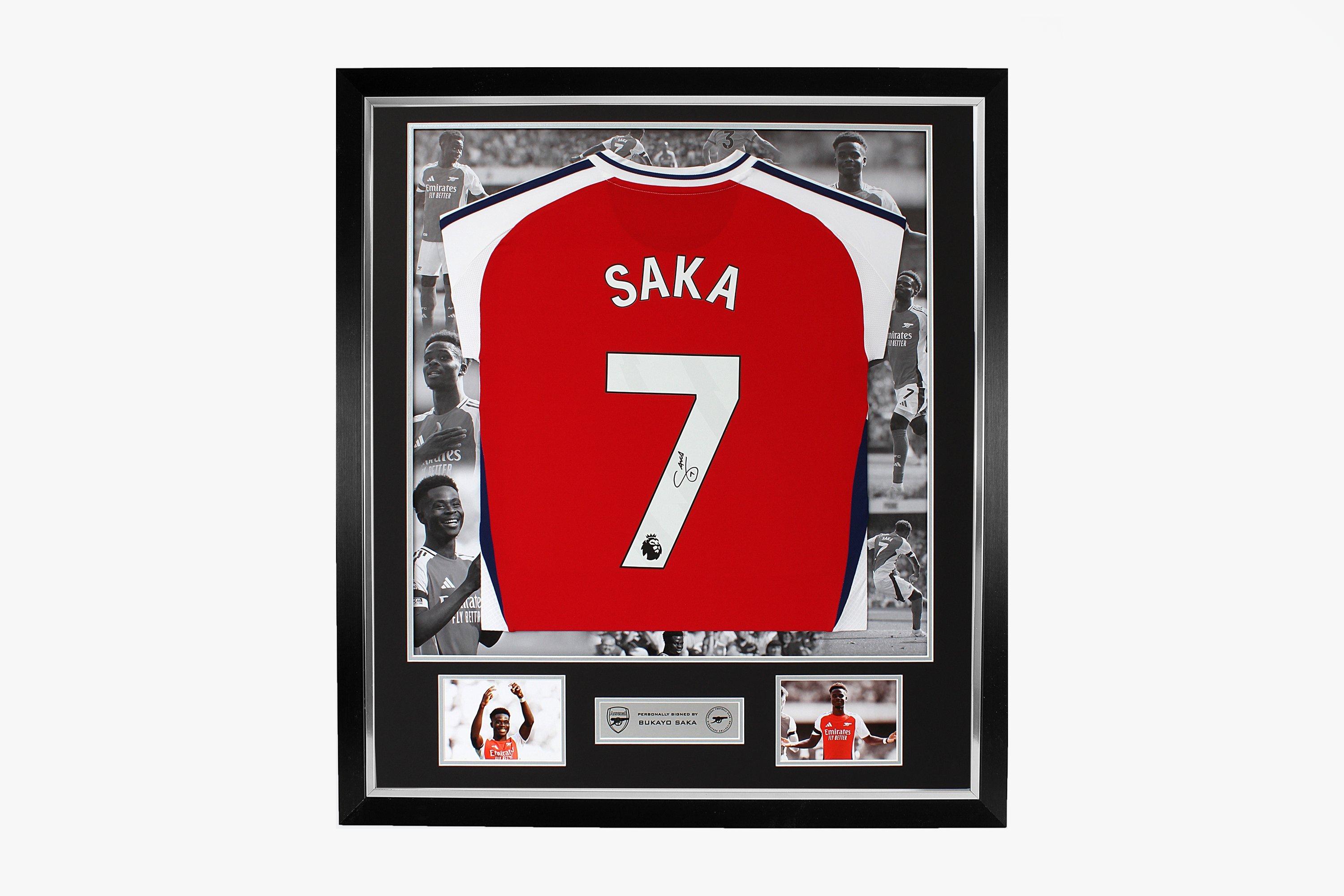 Arsenal 24/25 Home Framed Signed Shirt SAKA | Official Online Store
