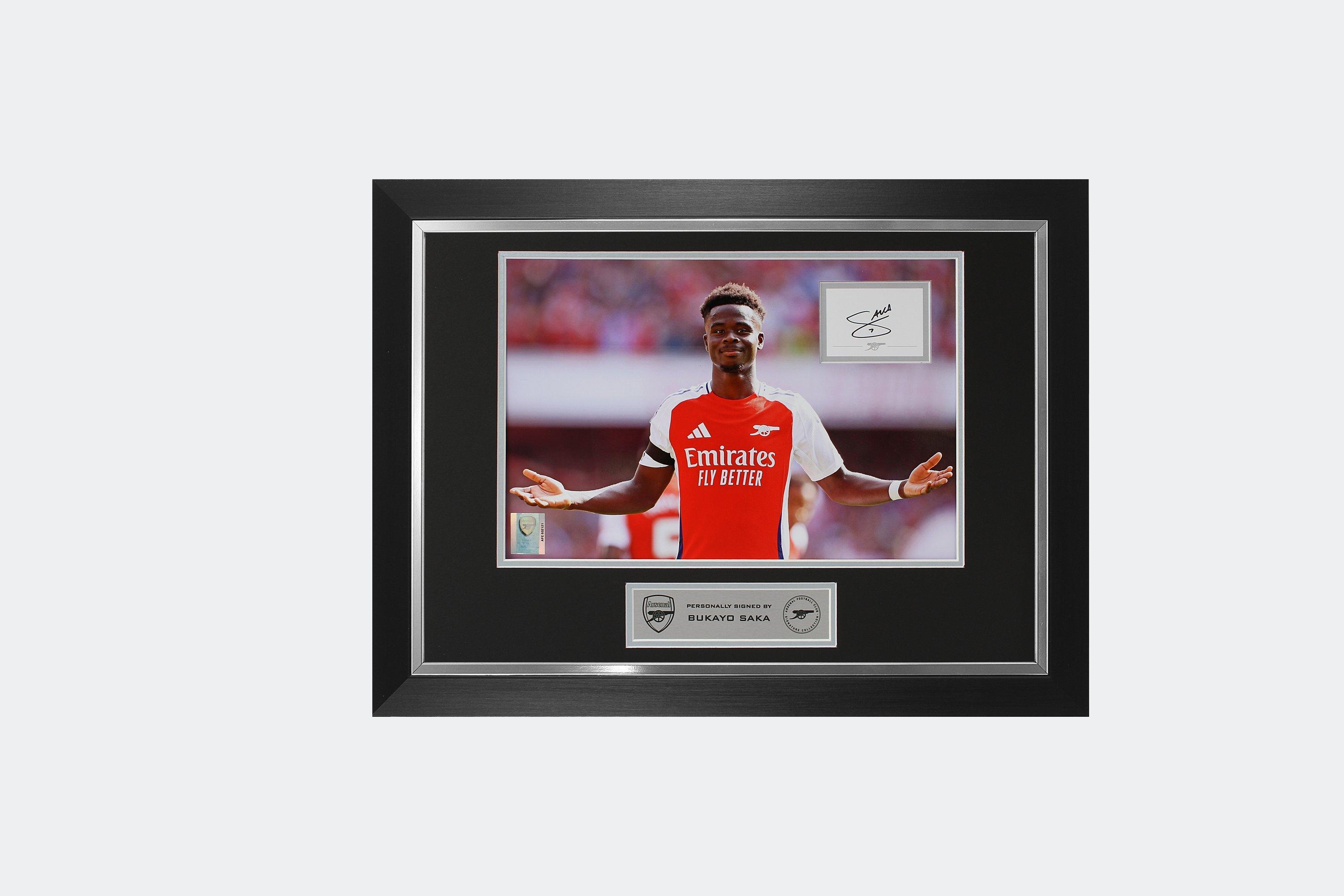 Arsenal 24/25 Framed Signed SAKA Celebration Print | Official Online Store