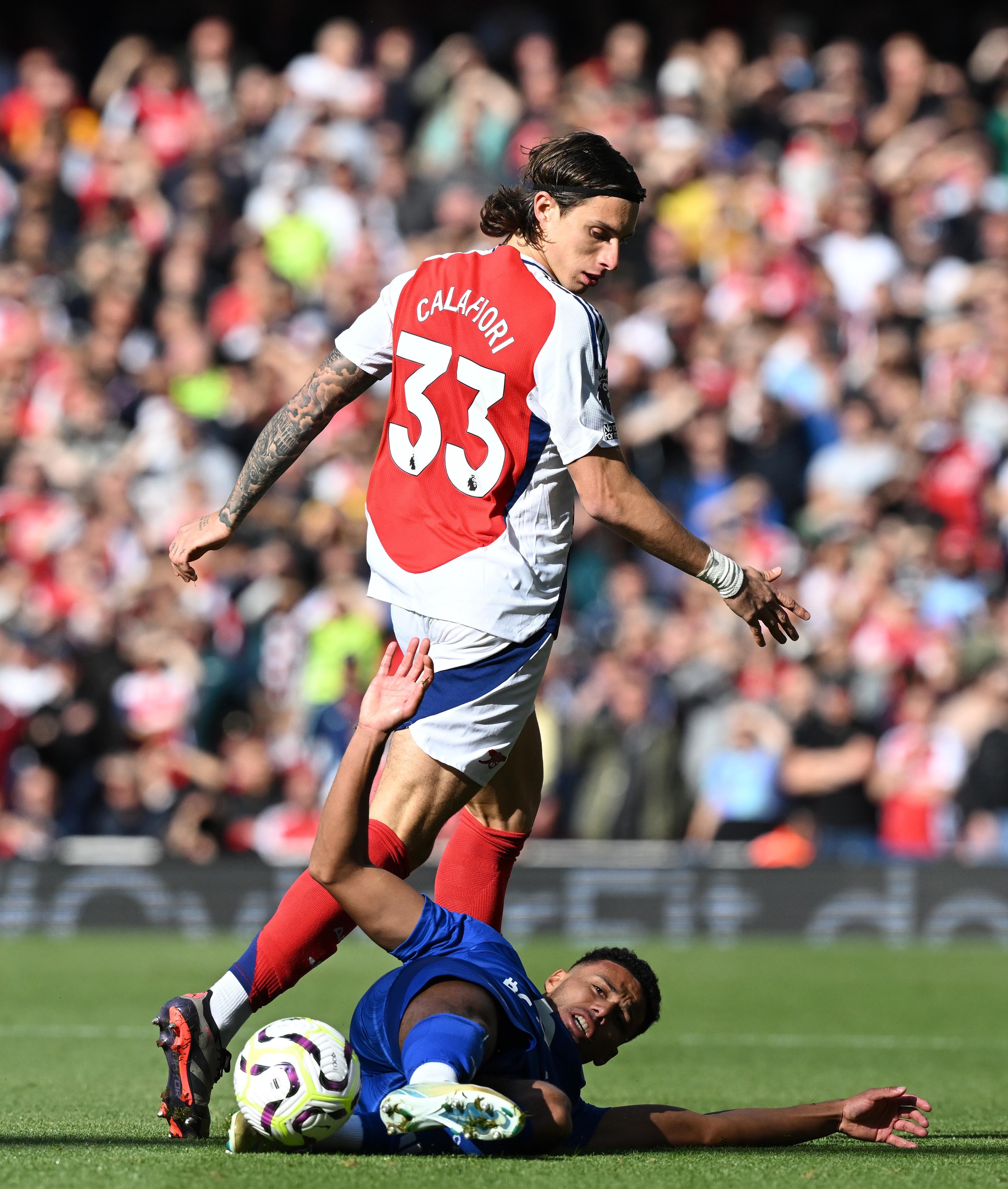 Arsenal Match Worn Shirt V Leicester CALAFIORI | Official Online Store