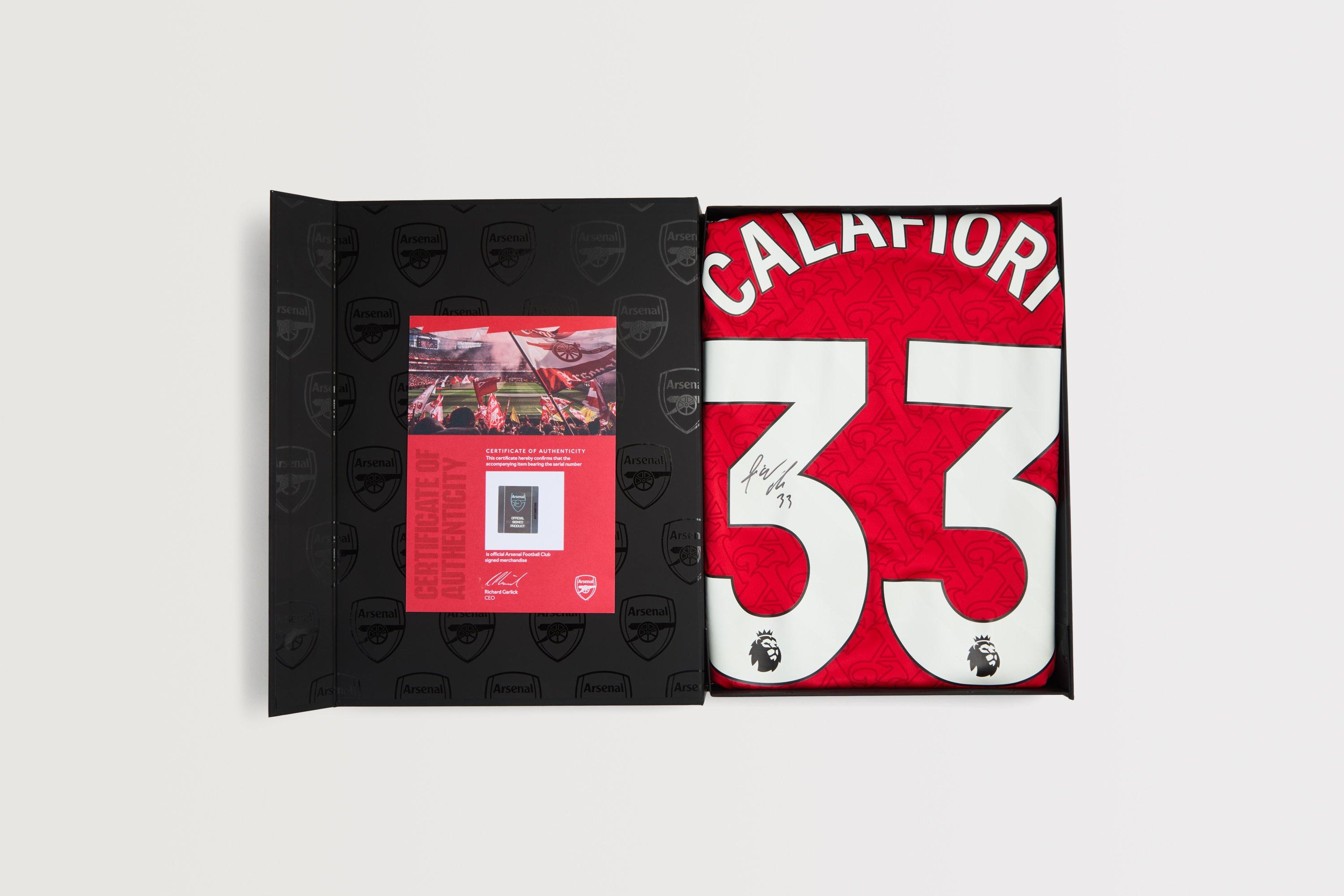 Arsenal 25/26 Home Boxed Signed Shirt CALAFIORI | Official Online Store