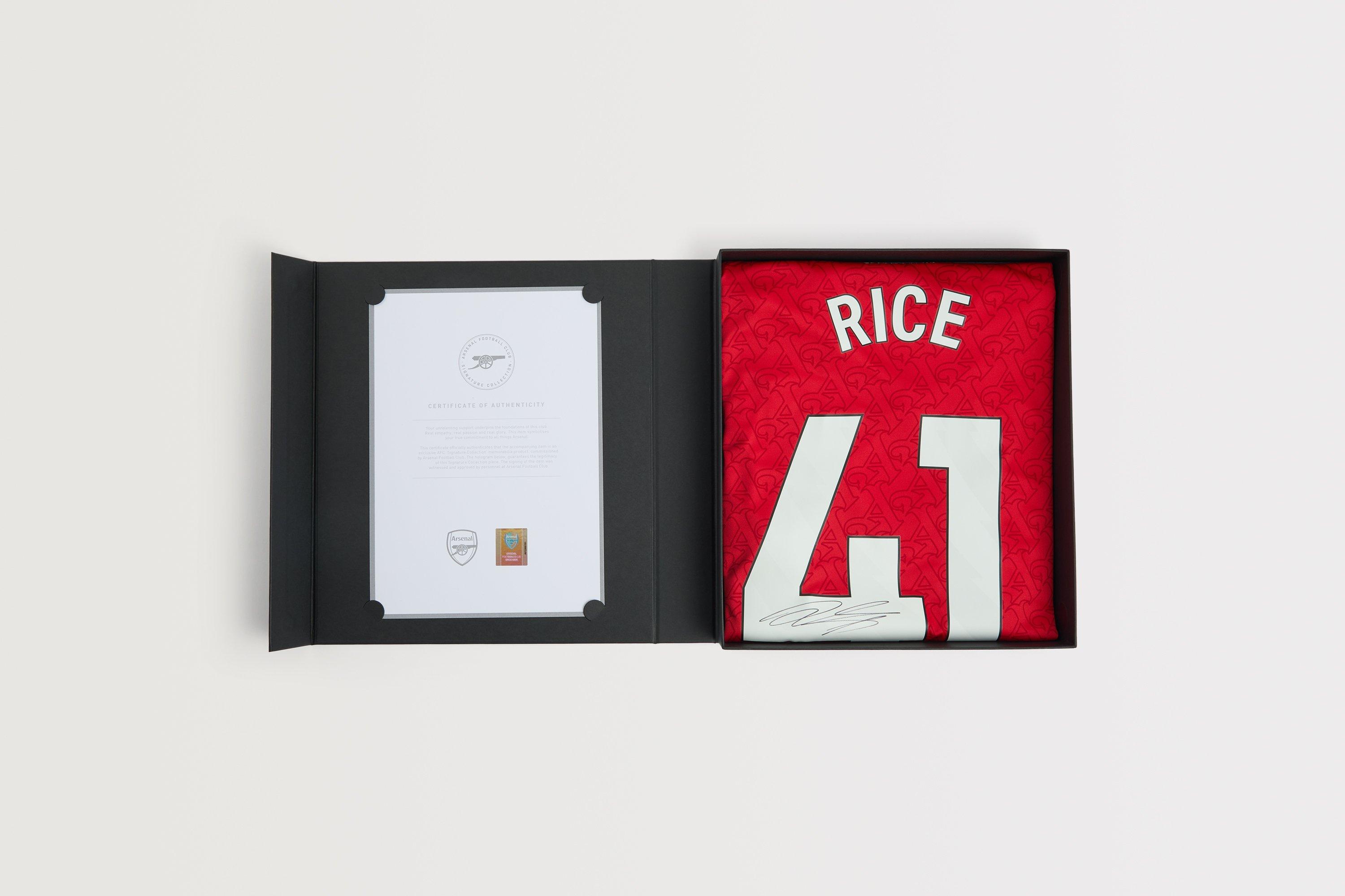 Arsenal 25/26 Home Boxed Signed Shirt RICE | Official Online Store