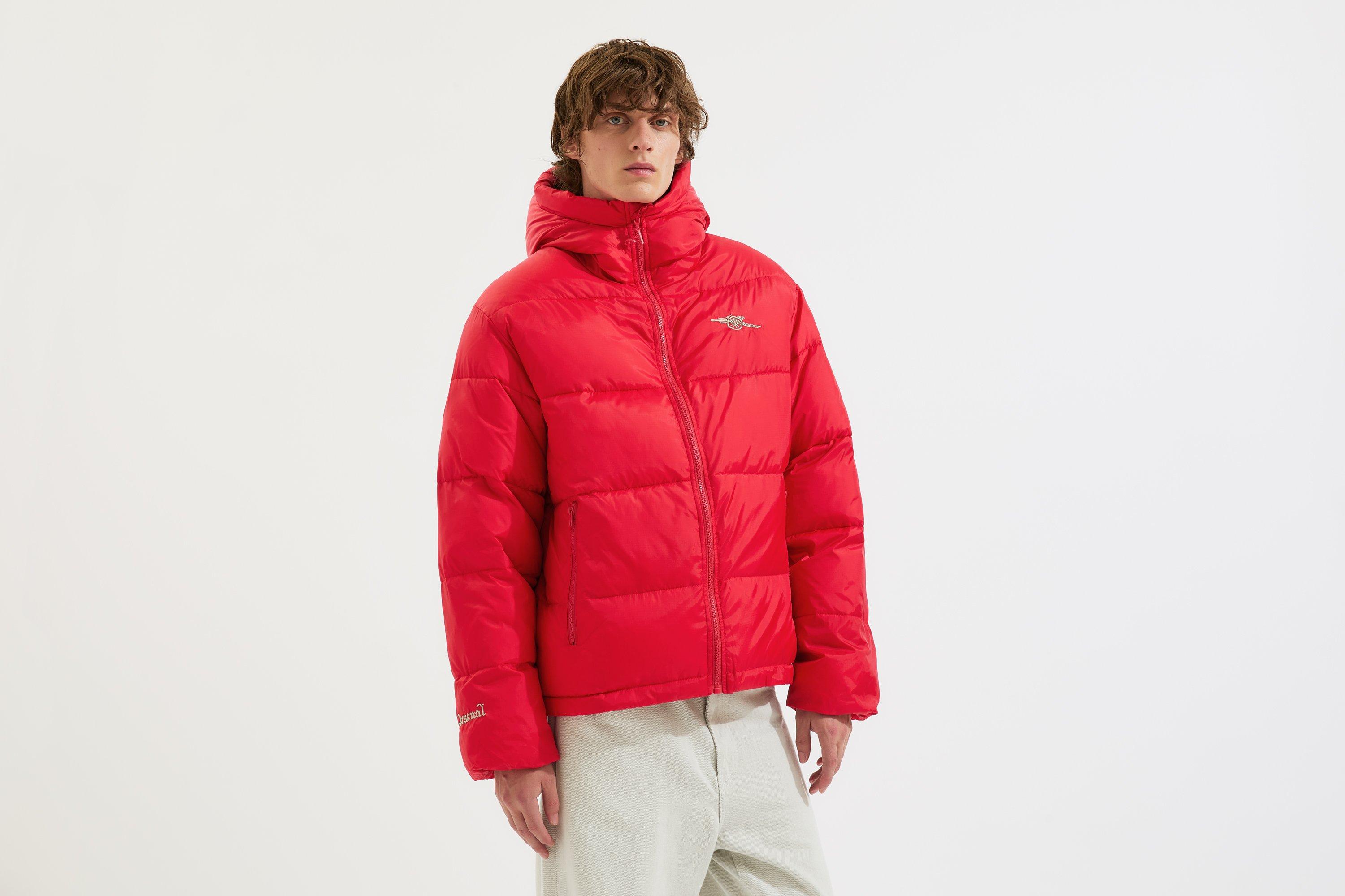Arsenal Essentials Unisex Red Cannon Hooded Puffer Jacket | Official ...