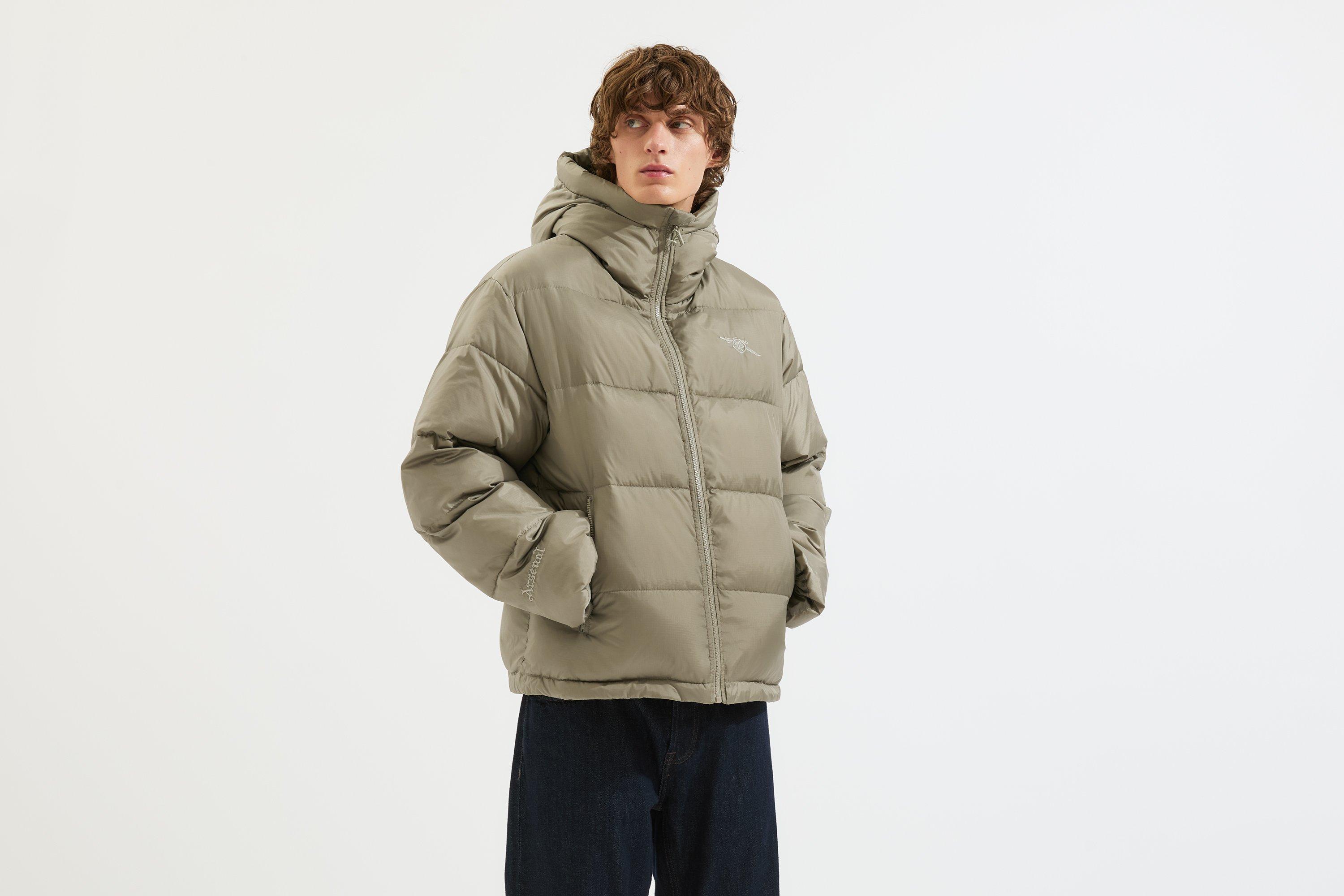 Arsenal Essentials Unisex Green Cannon Hooded Puffer Jacket | Official ...