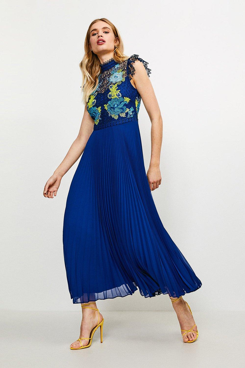 Guipure Lace Pleated Midi Dress Karen Millen
