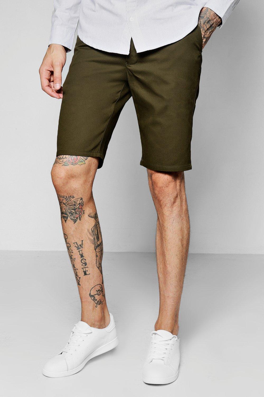 Khaki Slim Fit Chino Short Boohoo