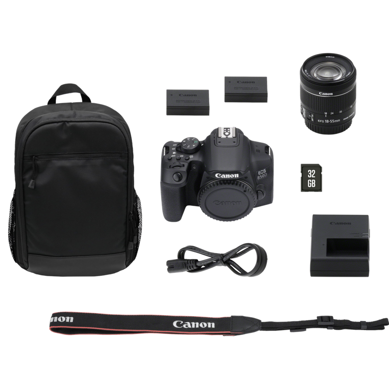 Kopen Canon EOS 850D-camera + EF-S 18-55mm IS STM-lens + backpack + SD ...