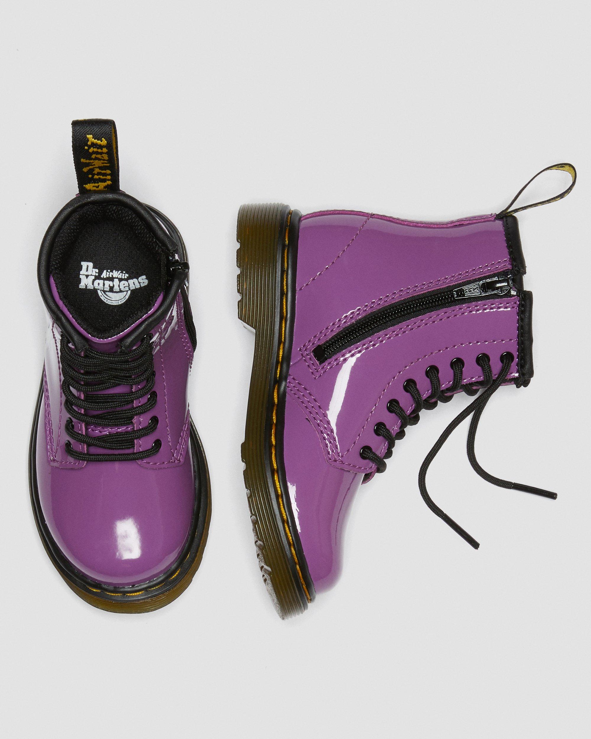 Boots 1460 en cuir verni à lacets pour tout-petit en Violet | Dr. Martens