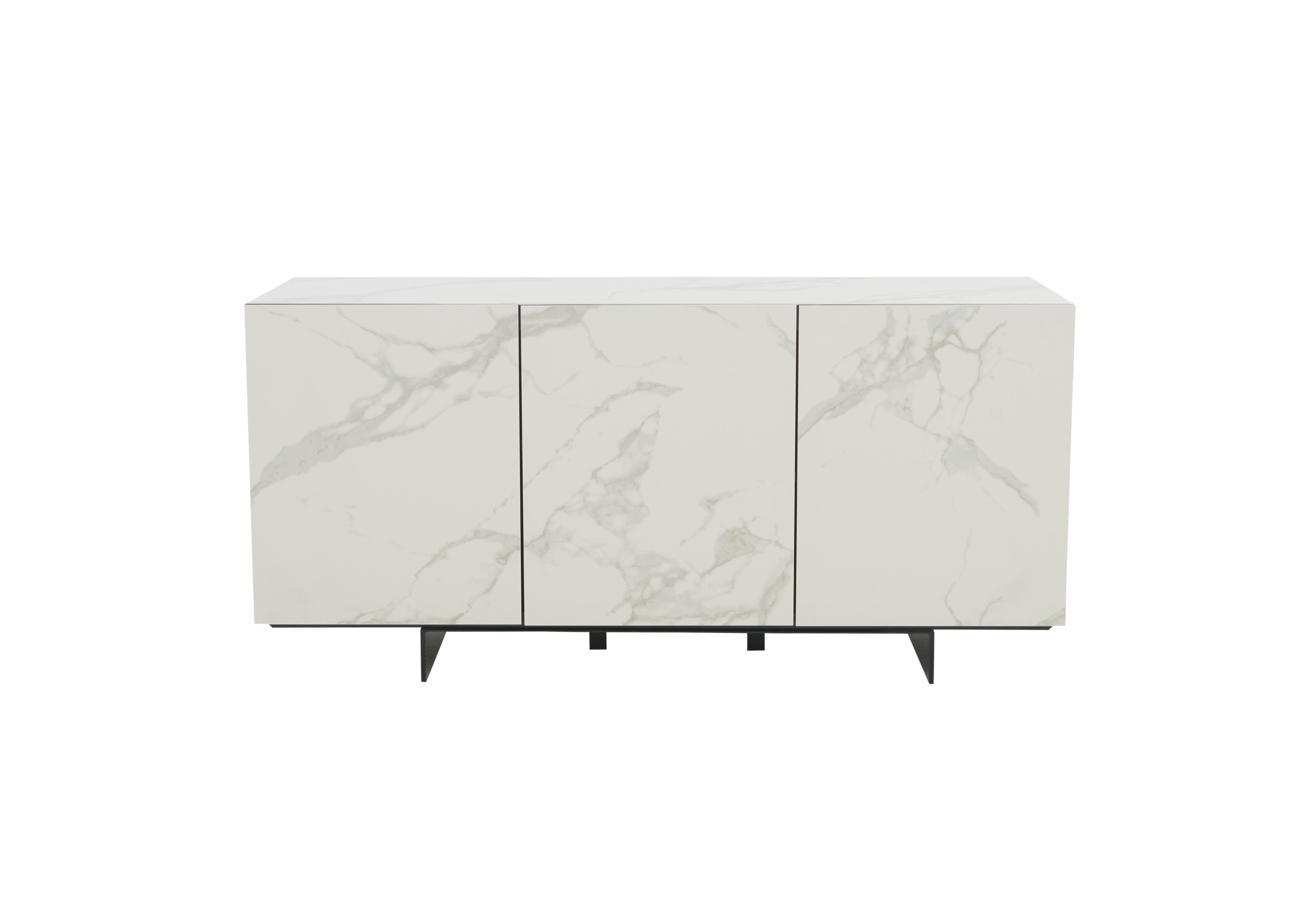 Arctic 3 Door White Ceramic Sideboard - Furniture Village