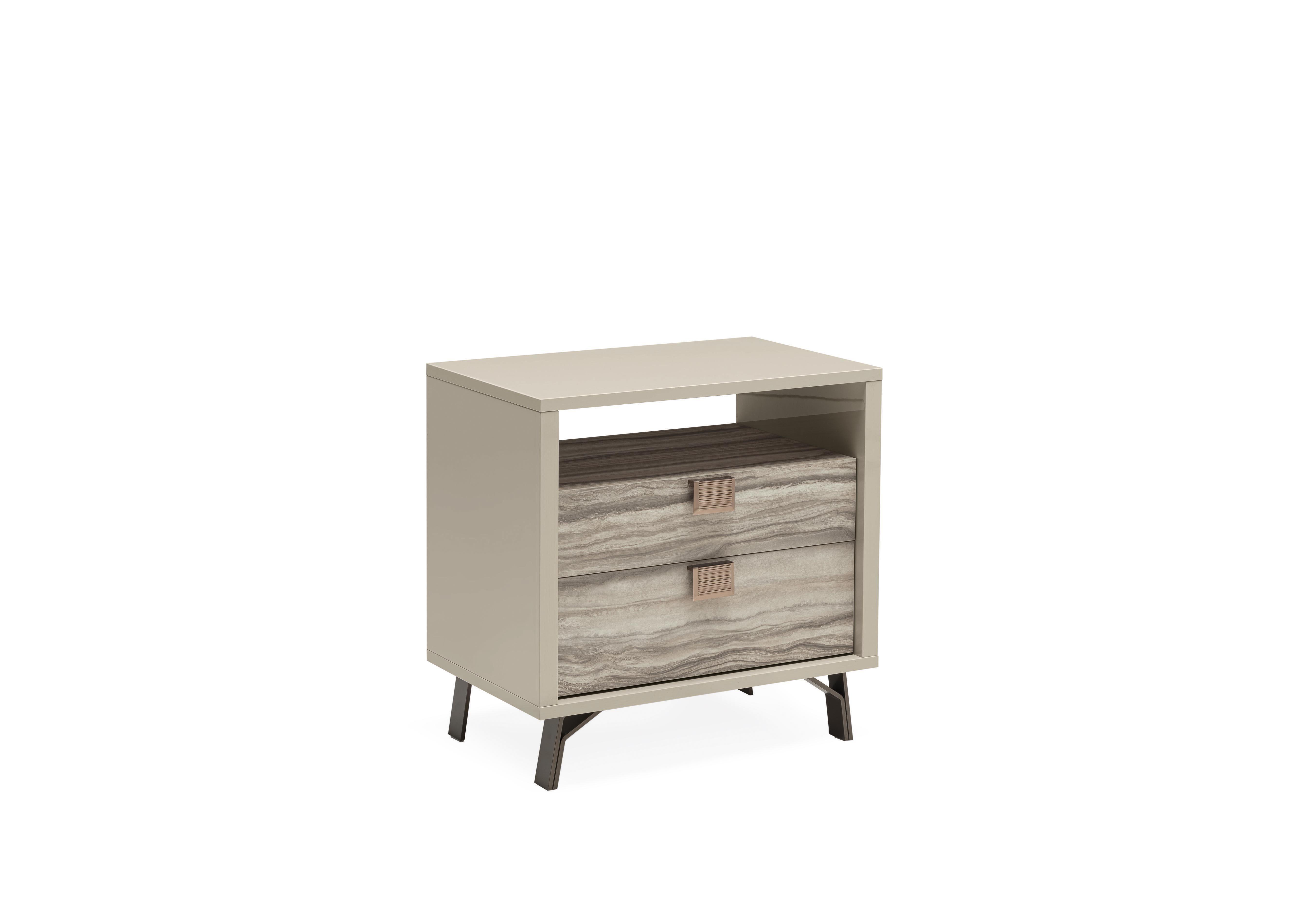 Franco 2 Drawer Bedside Cabinet with Open Shelf - ALF - Furniture Village
