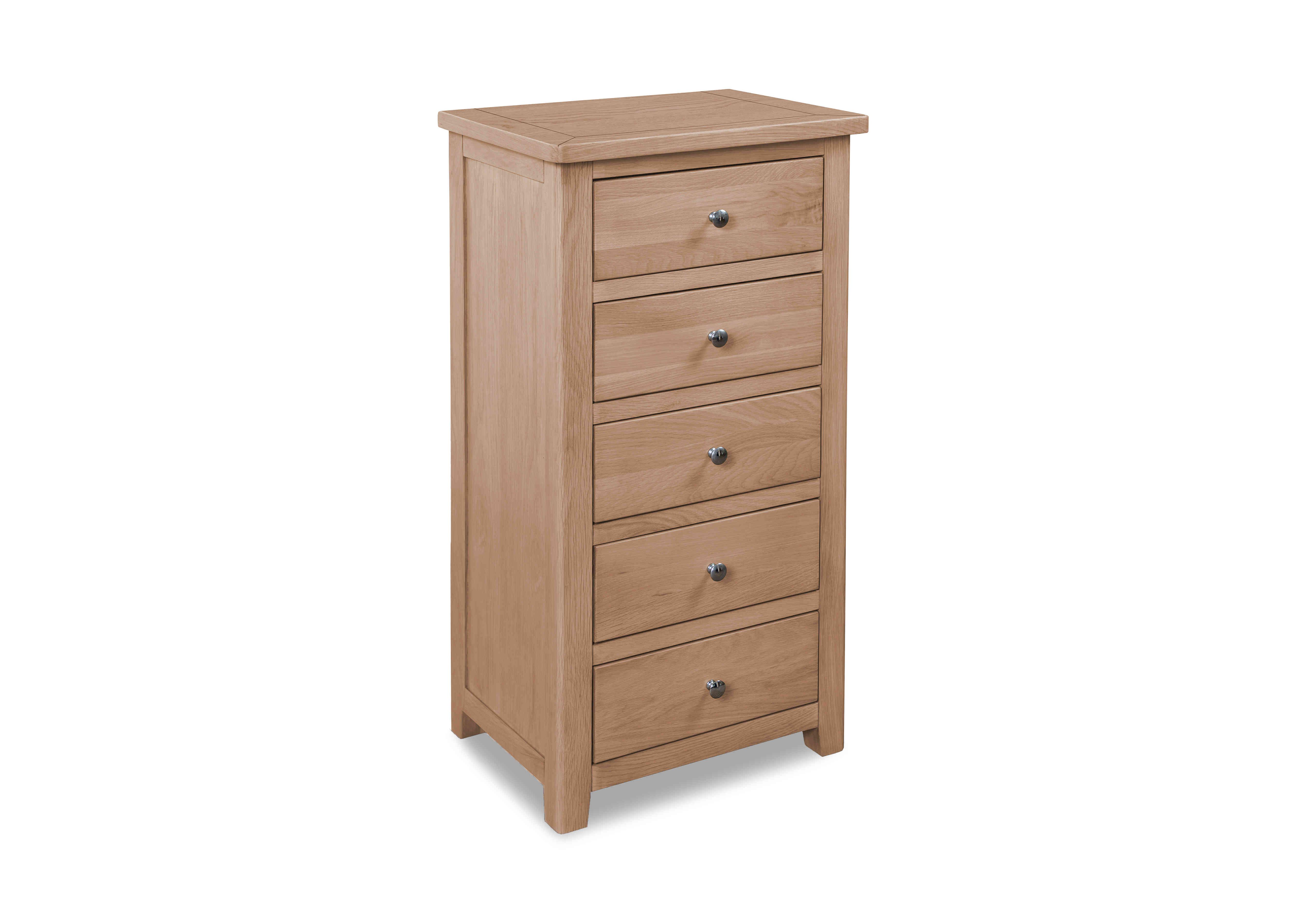 Grace Oak 5 Drawer Narrow Chest - Furniture Village