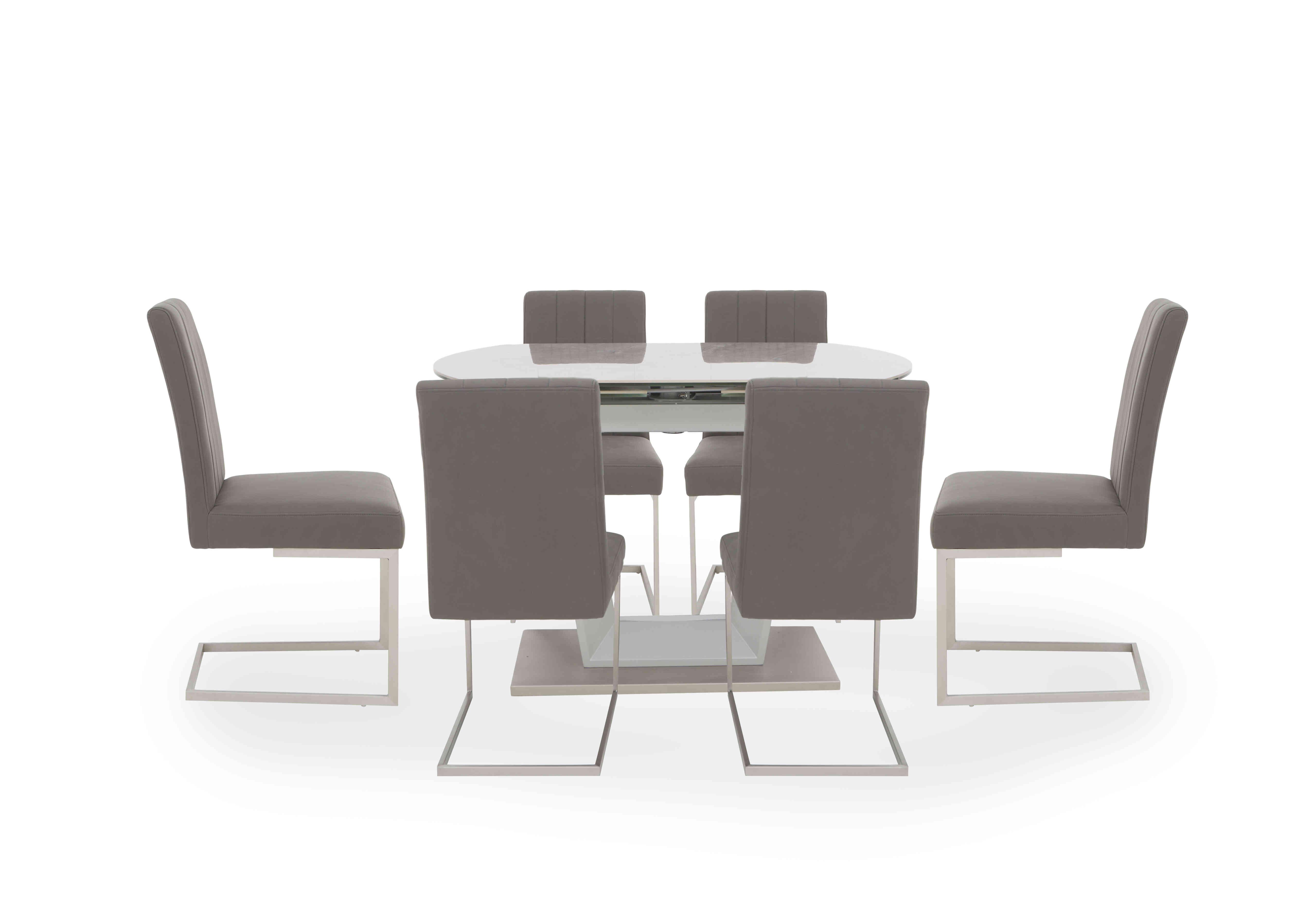 Grigio Swivel Dining Table with 6 Fixed Dining Chairs - Furniture Village