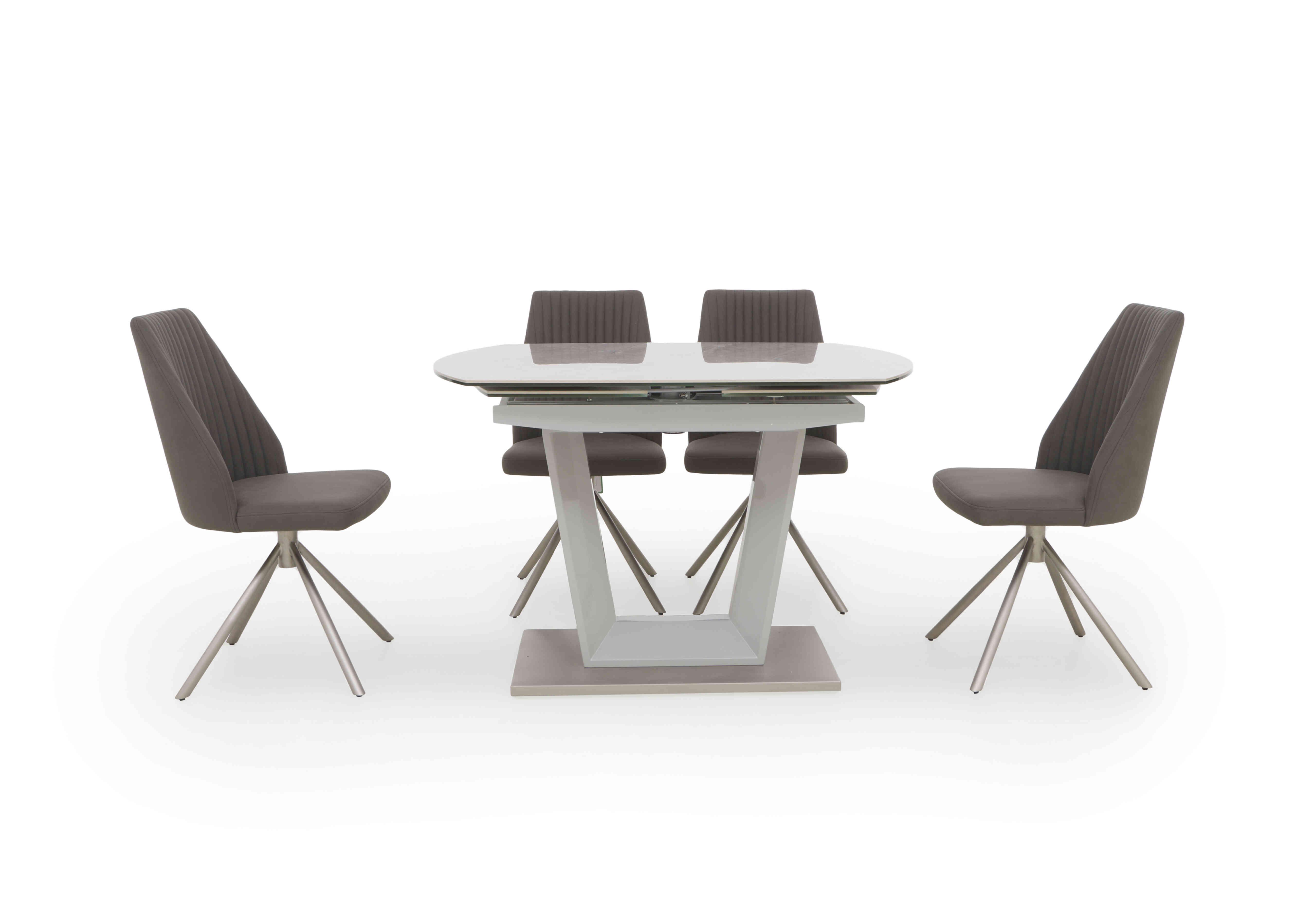 Grigio Swivel Extending Dining Table with 4 Swivel Dining Chairs ...