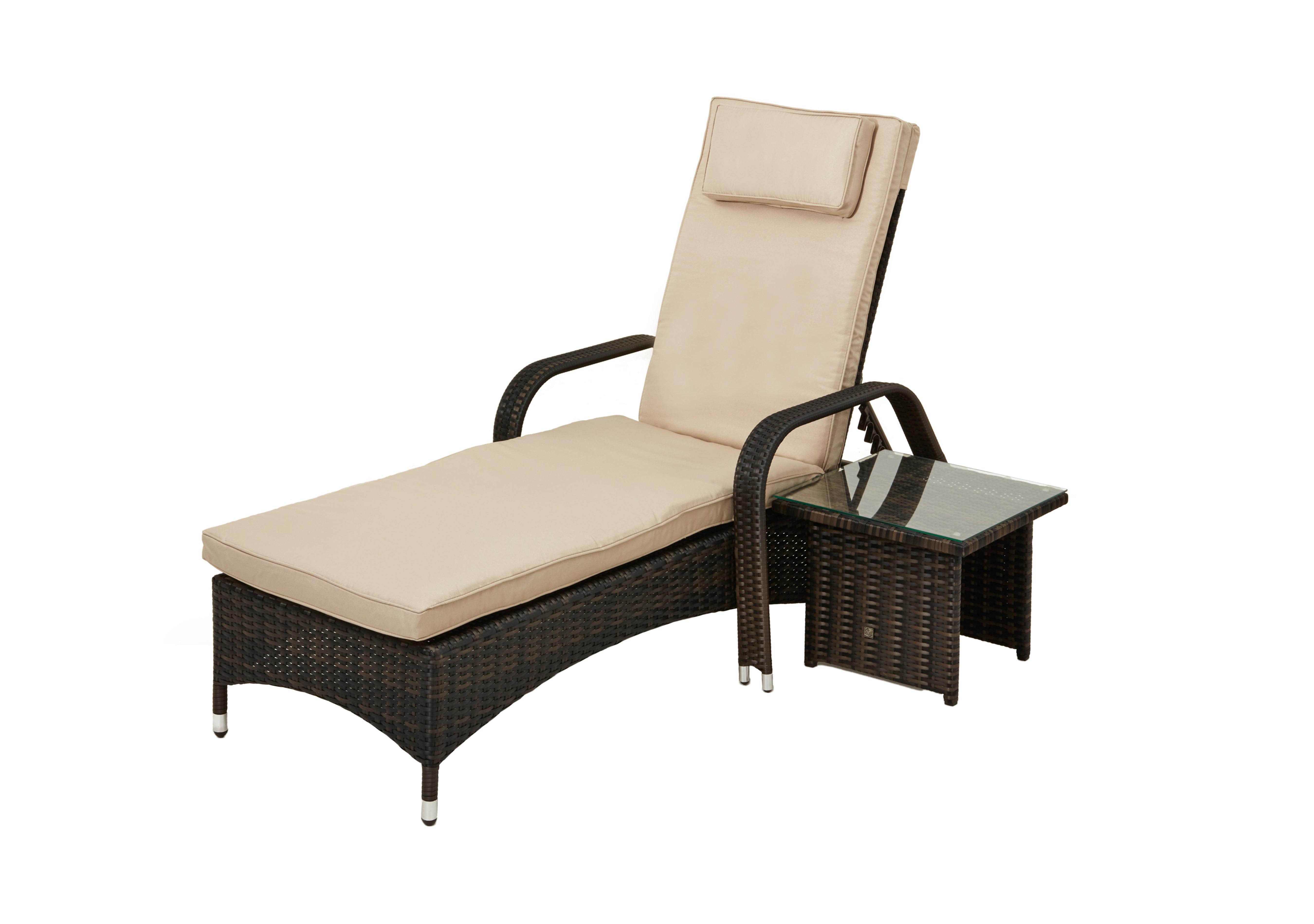 Oasis Rattan Sun Lounger and Side Table - Furniture Village