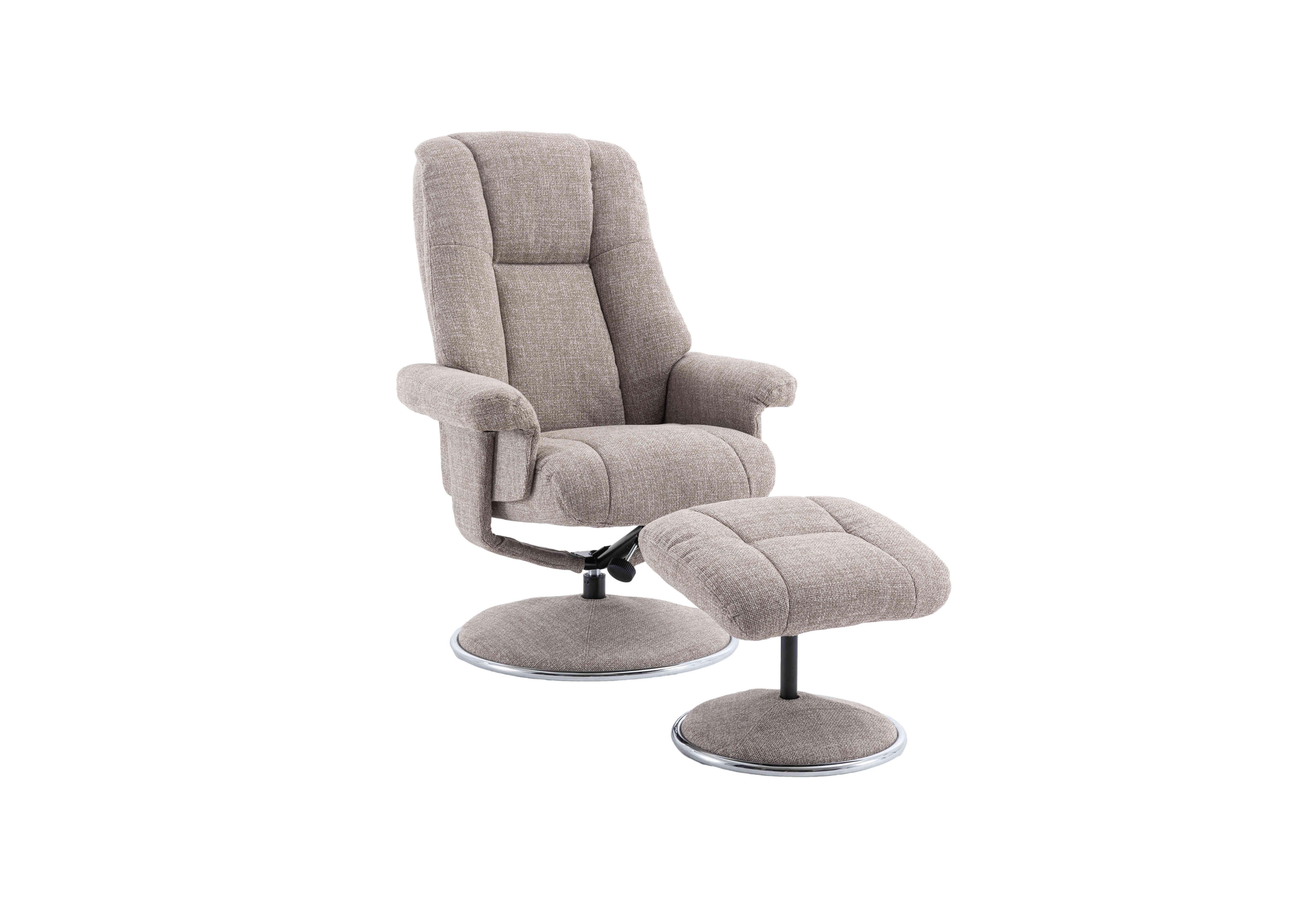 Troyes Fabric High-Back 360 Swivel Chair and Footstool - Furniture Village