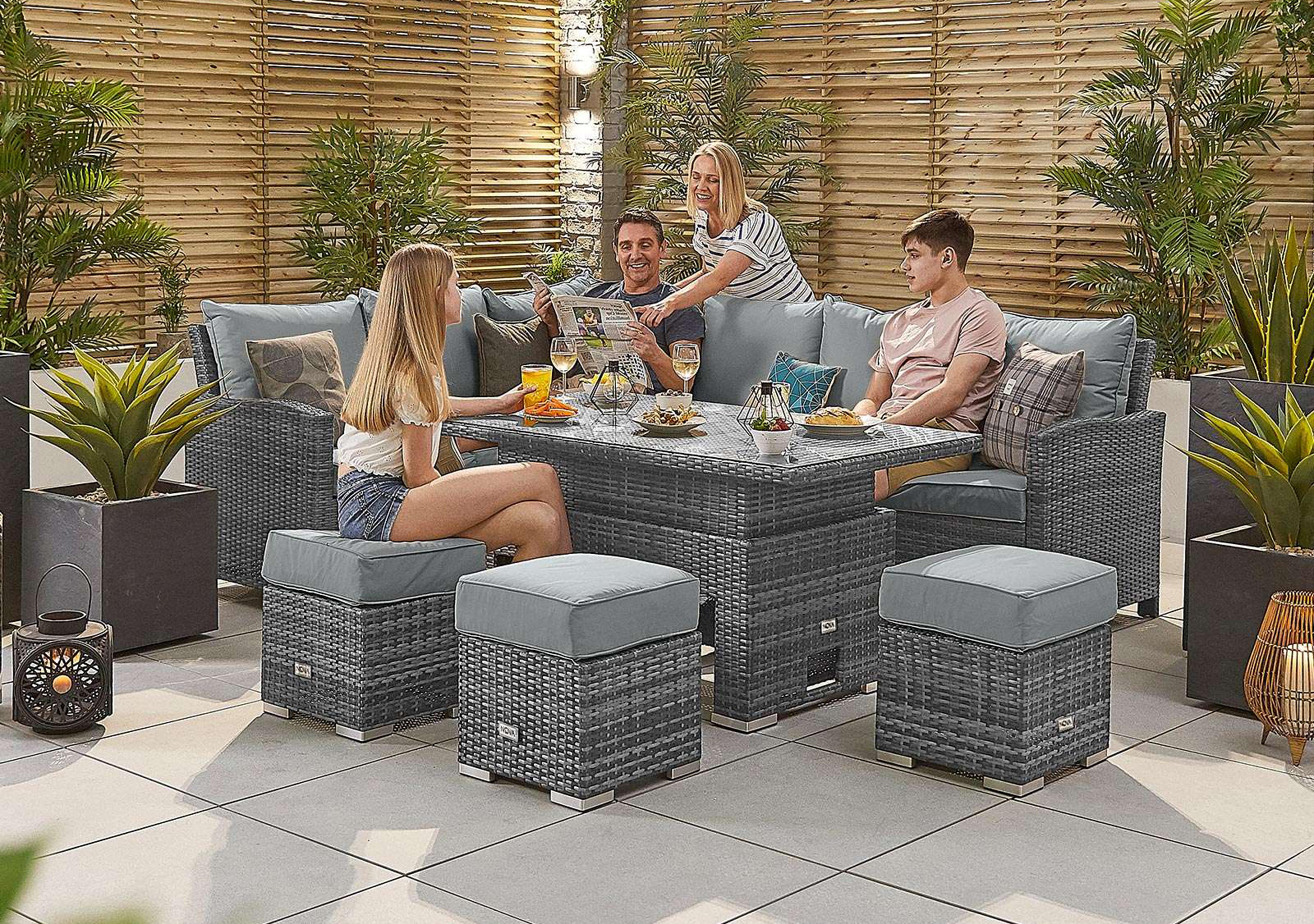 Camber Left Hand Facing Corner Dining Set with Rising Table - Furniture ...