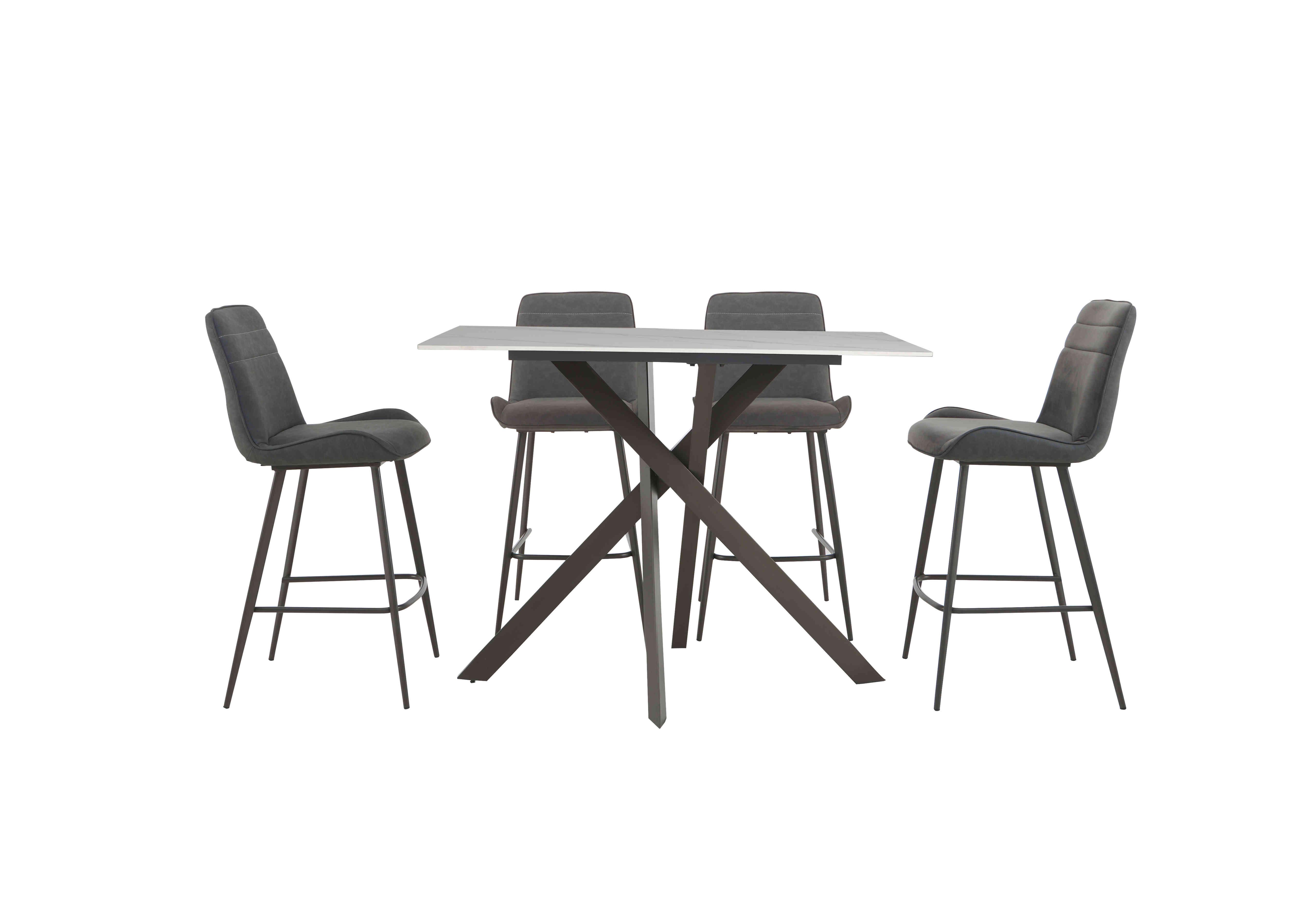 Samurai Bar Table with White Ceramic Top and 4 Velvet Bar Stools ...