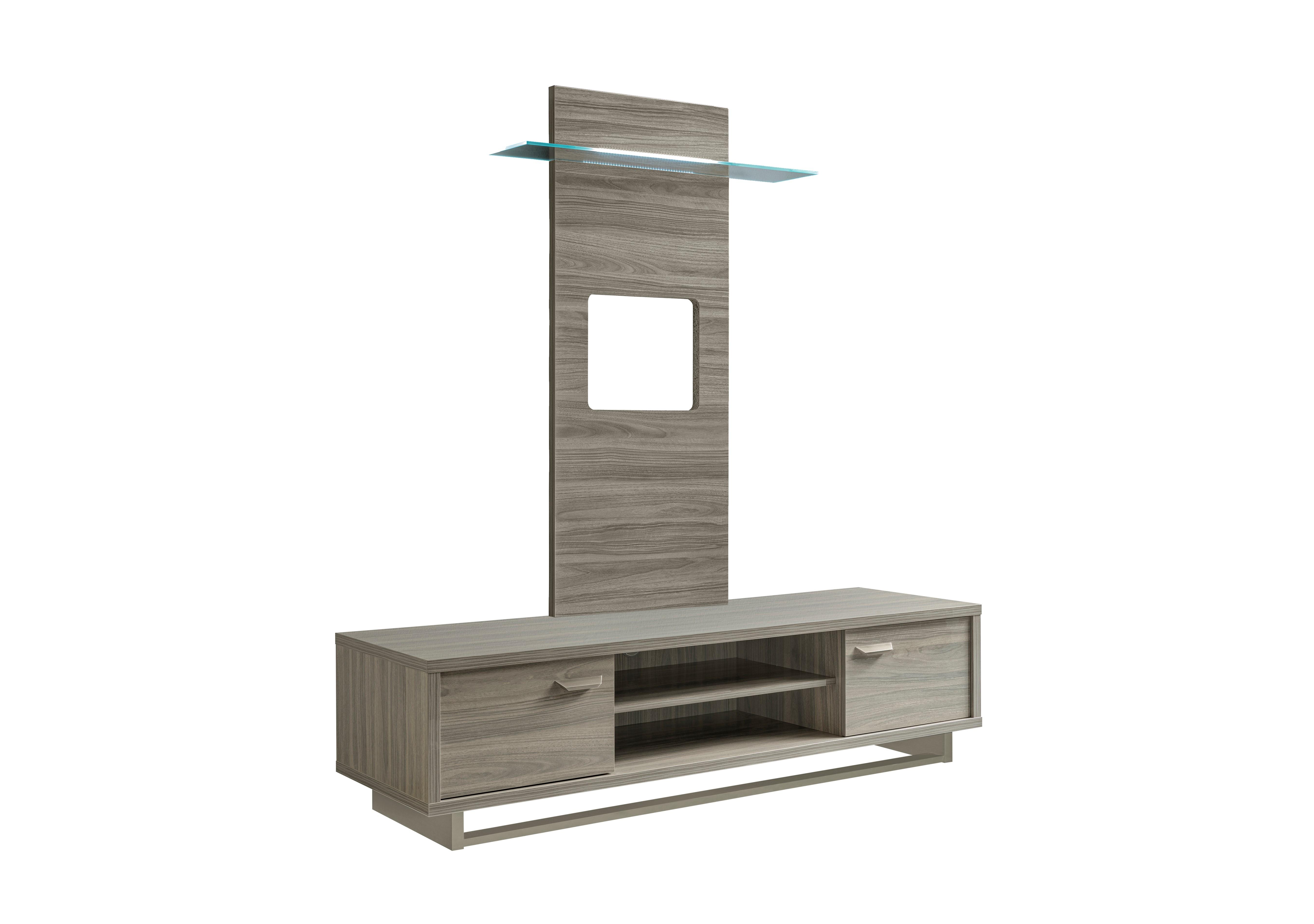 Venezia TV Unit Base plus Wall Panel with Shelf and LED Lights ...