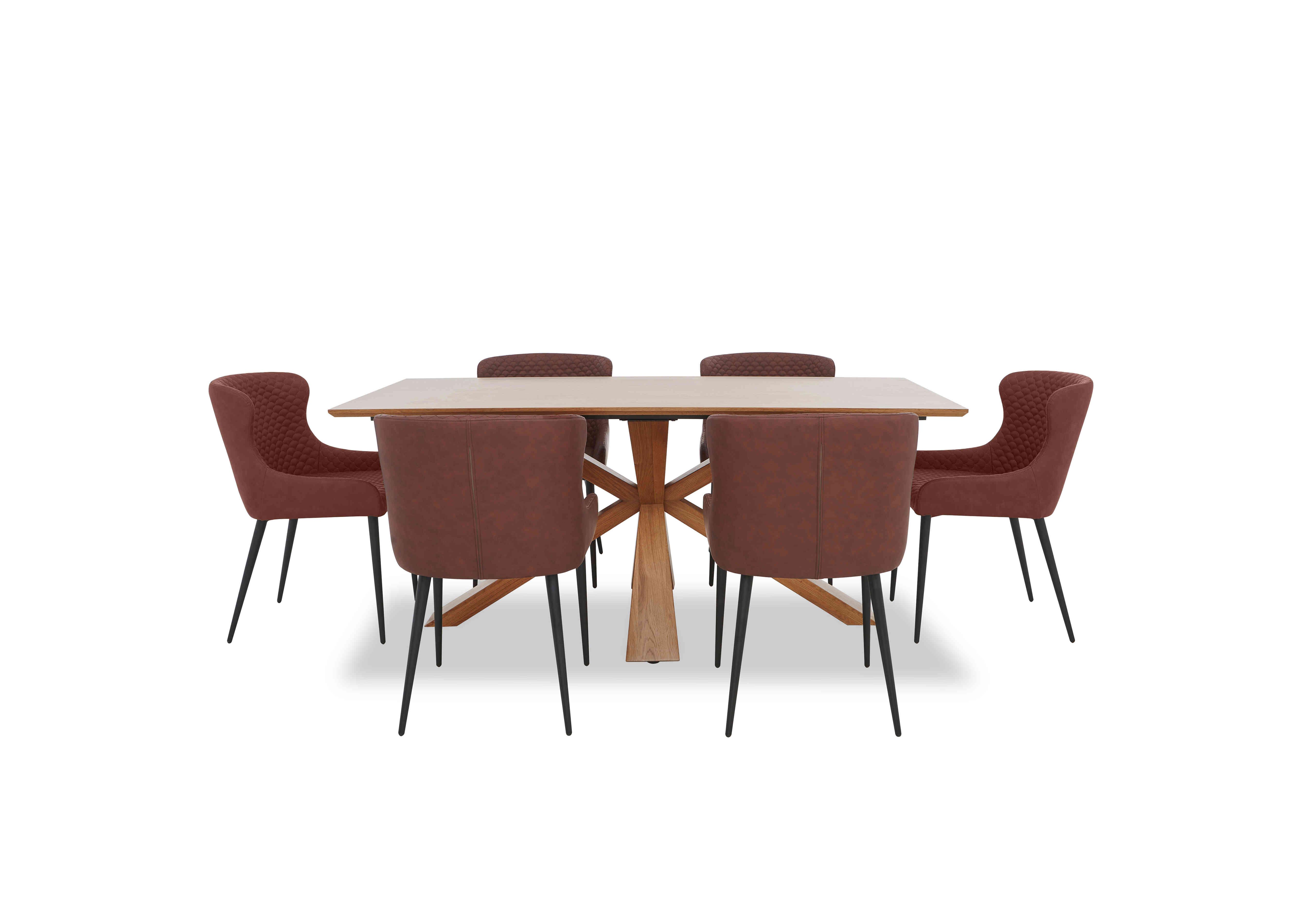 Hanoi Fixed Table with Wooden Base and 6 Faux Leather Dining Chairs ...