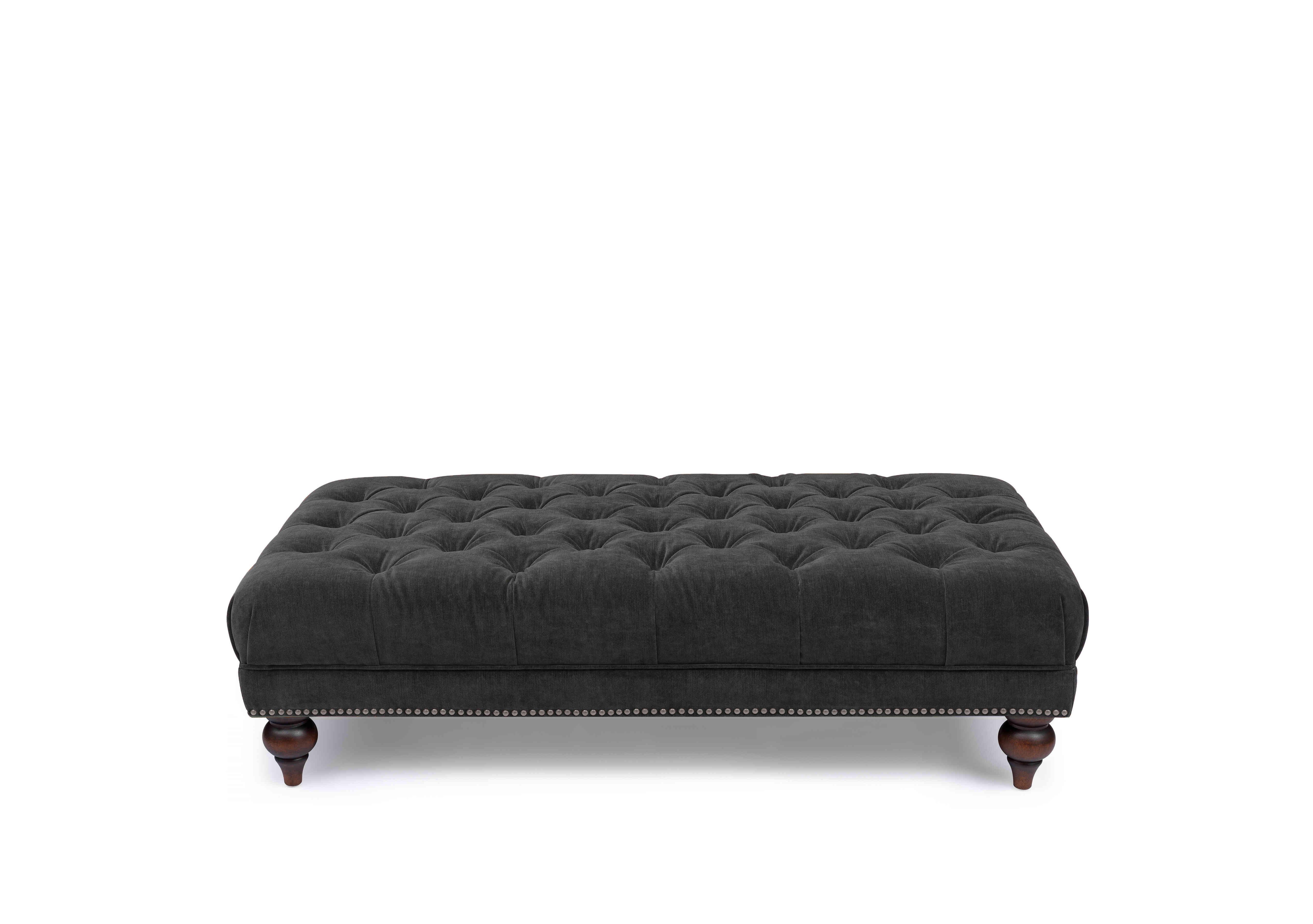 Wallace Fabric Rectangular Footstool with Turned Feet - At The Helm ...