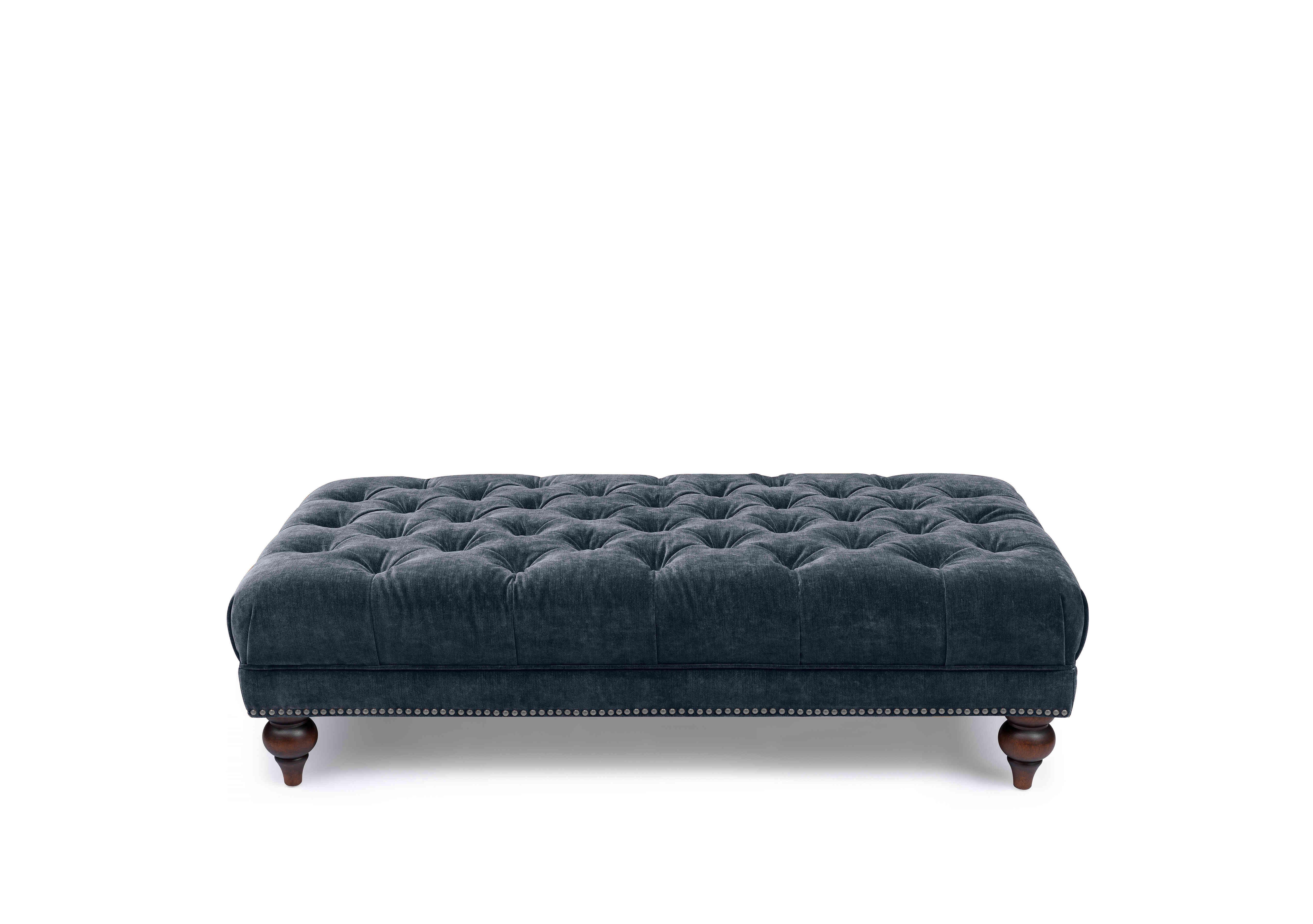 Wallace Fabric Rectangular Footstool with Turned Feet - At The Helm ...