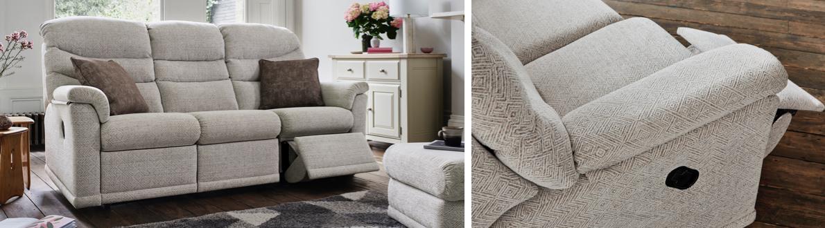 Malvern 3 Seater Fabric Recliner Sofa - G Plan - Furniture Village