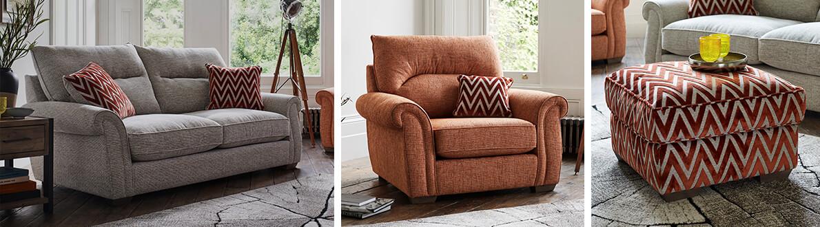 The Comforter 3 seater Classic Back Fabric Sofa - Furniture Village