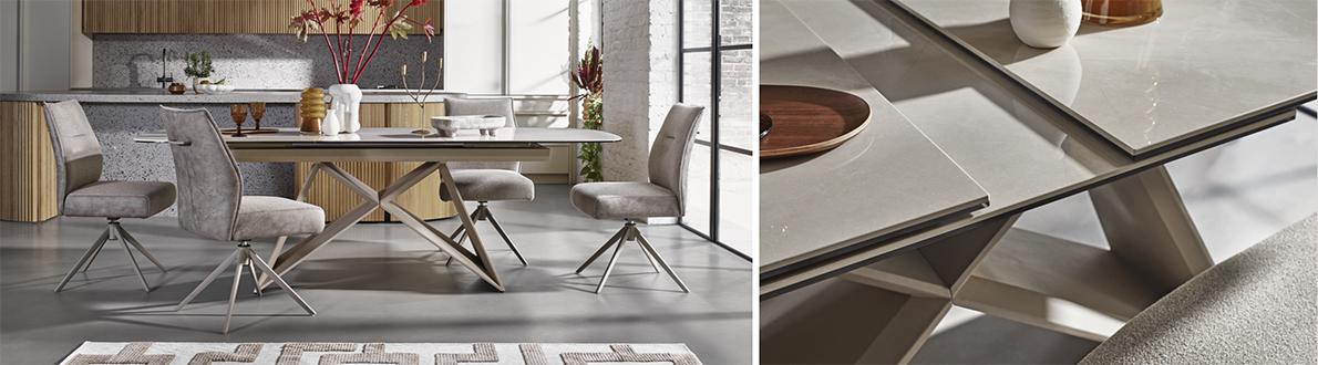 Mirage Small Extending Dining Table and 4 Swivel Dining Chairs ...