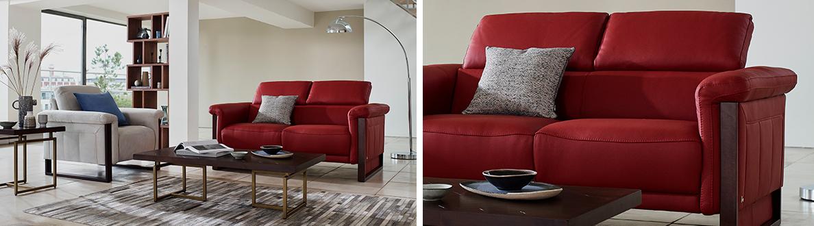 Eleganza 2 Seater Leather Sofa with Manual Headrest - Nicoletti ...