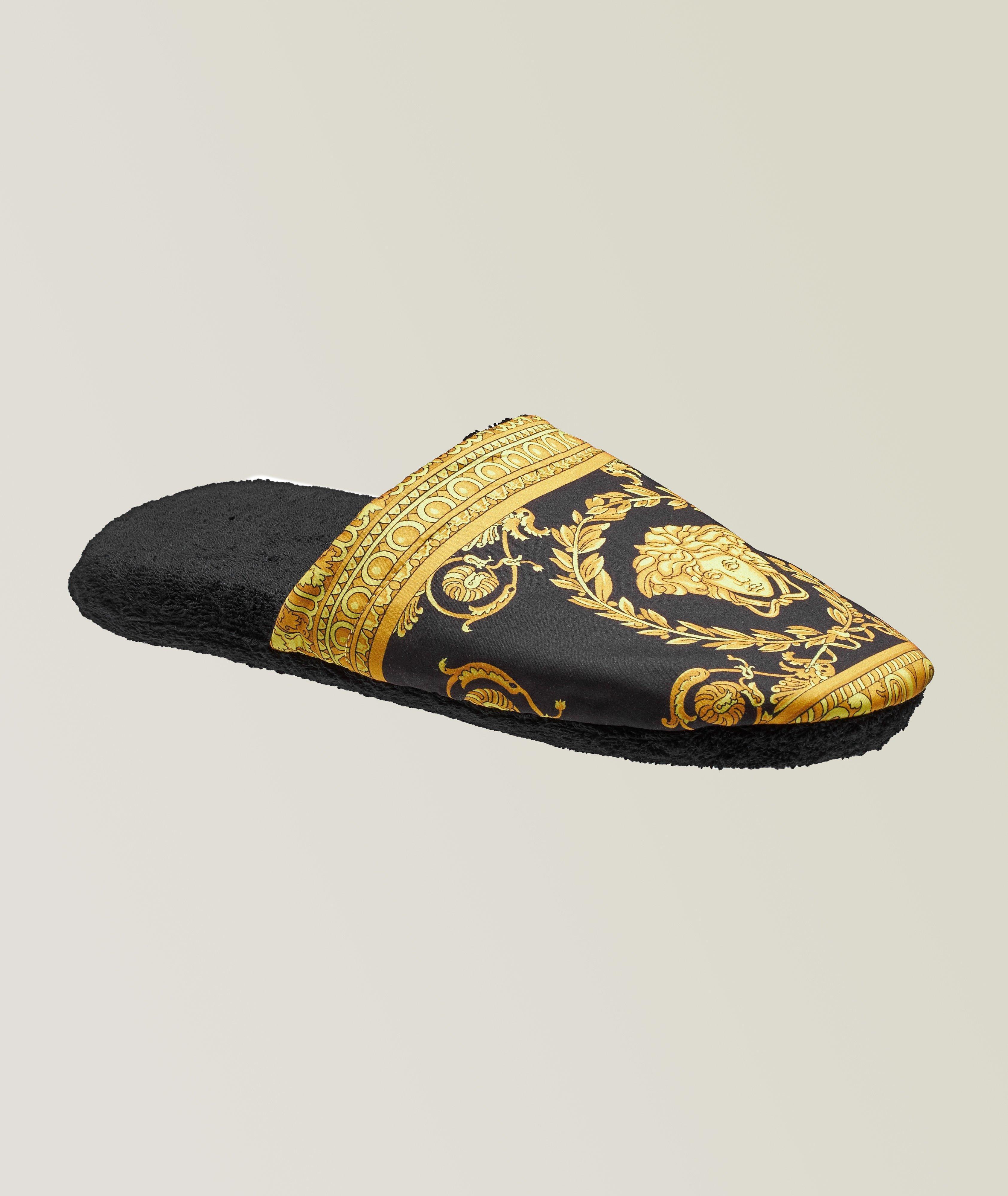Versace Pantoufle en tissu bouclé à motif baroque | Chaussures ...